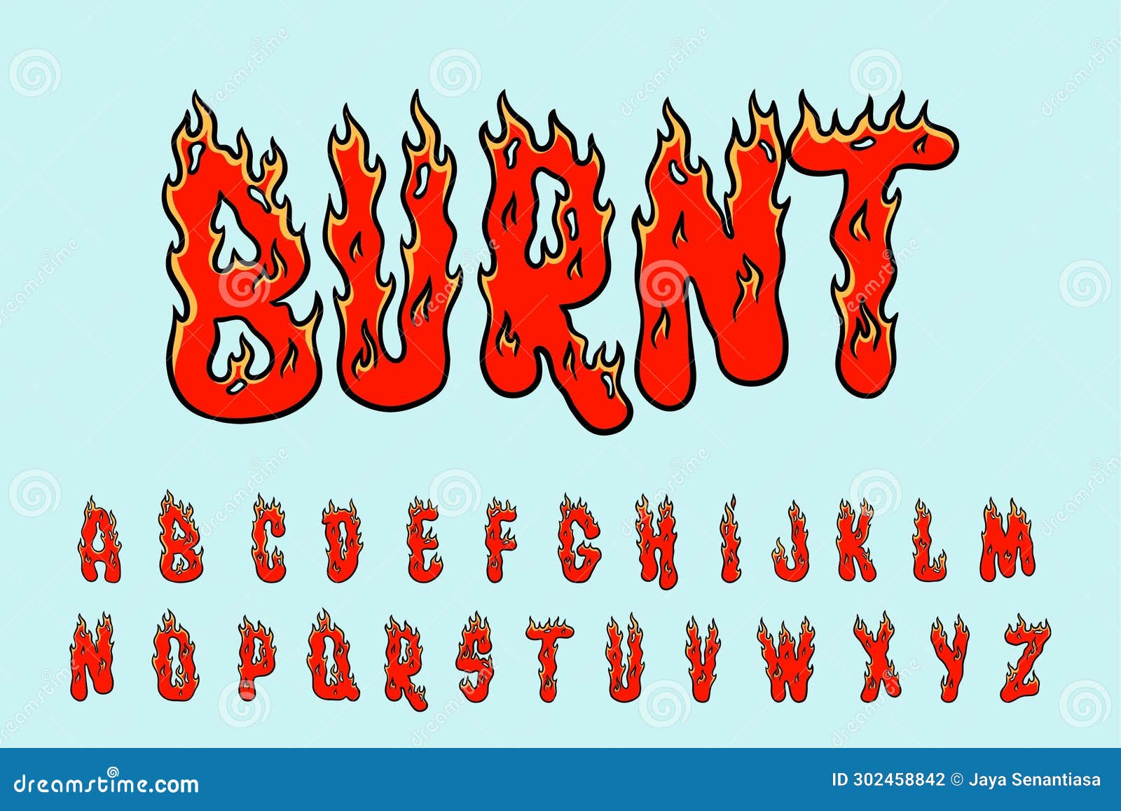Alphabet Fire Font Letter Type Cartoon Vector Stock Illustration ...