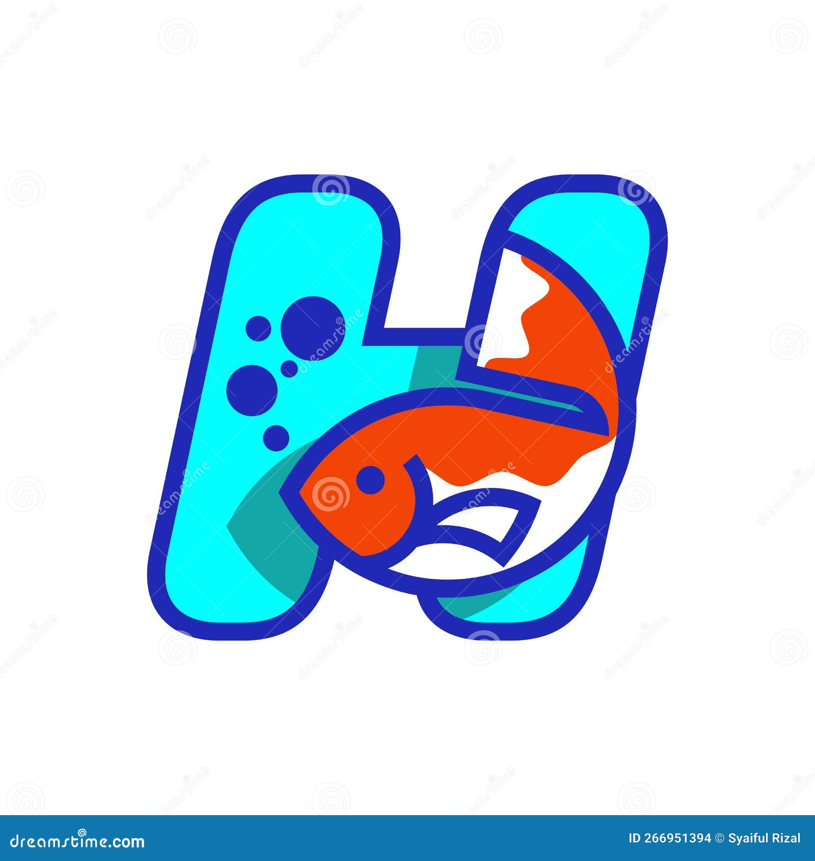 Alphabet H Fish Logo stock illustration. Illustration of creative ...