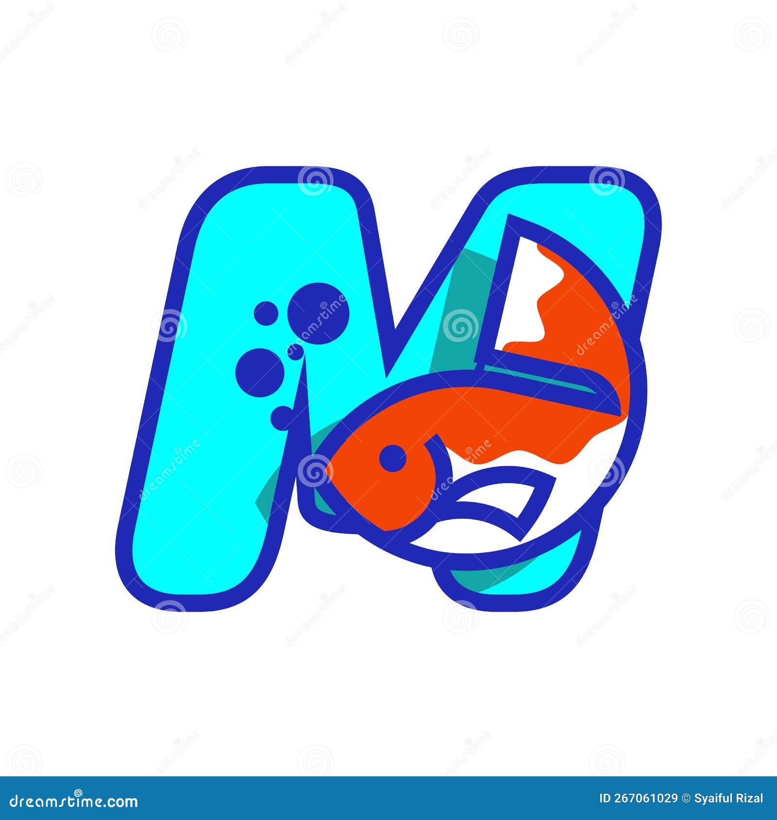 Alphabet M Fish Logo stock illustration. Illustration of food - 267061029