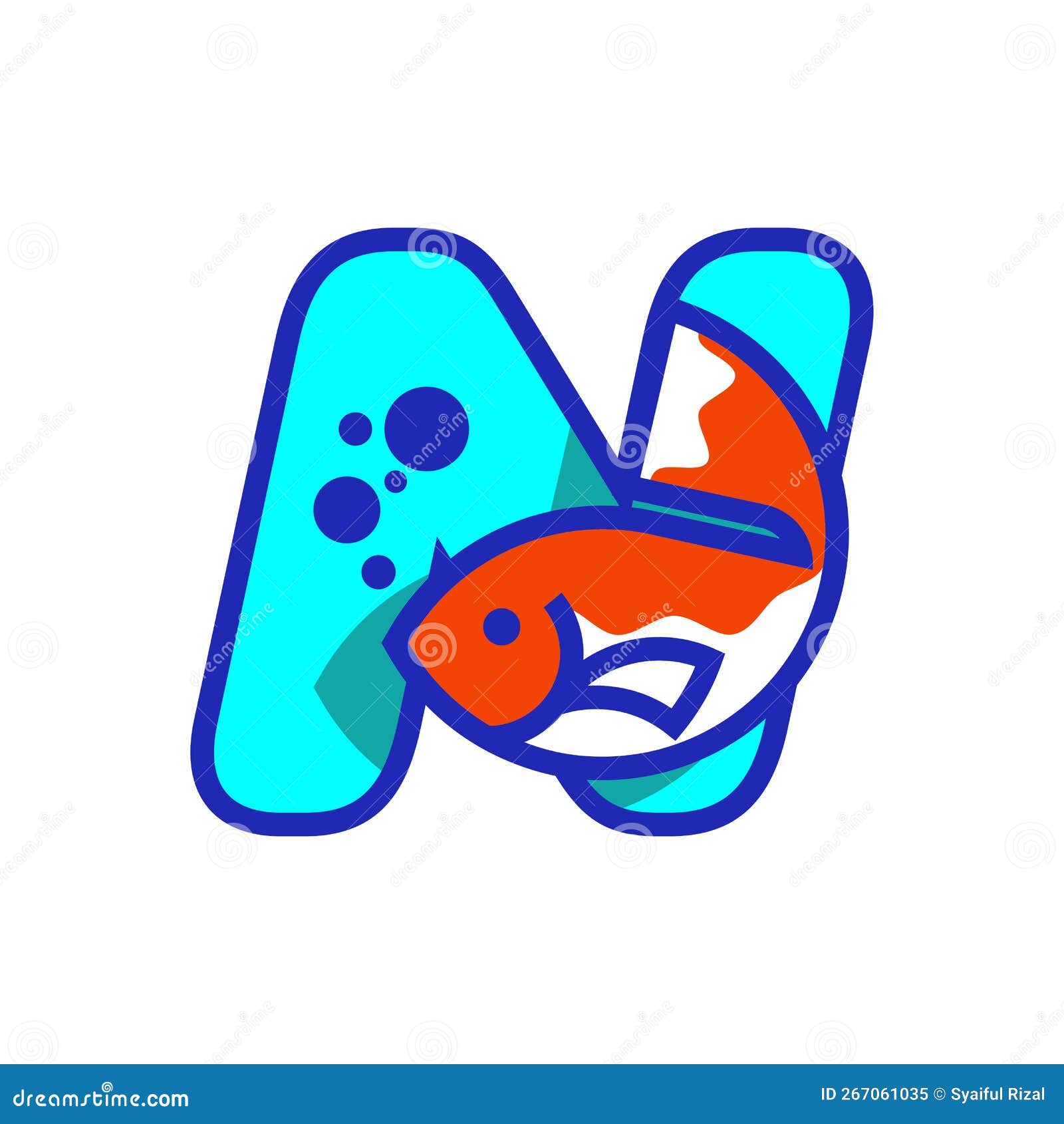 Alphabet N Fish Logo stock illustration. Illustration of vector - 267061035