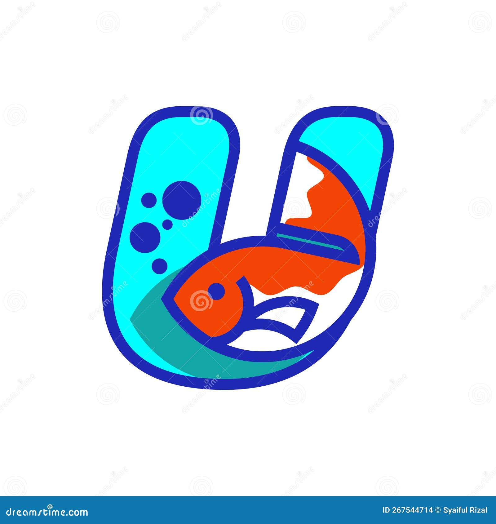 Alphabet U Fish Logo stock illustration. Illustration of vector - 267544714