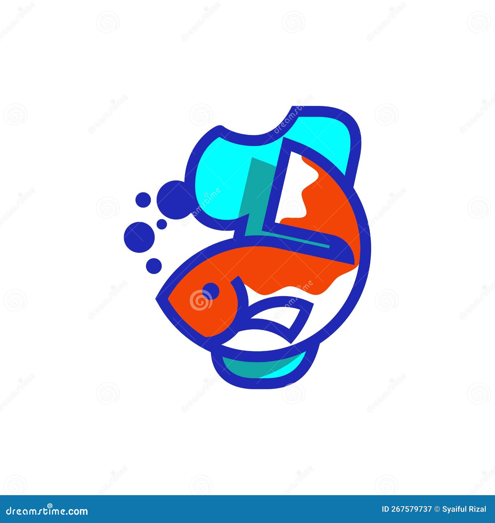 Numeric 1 Fish Logo stock illustration. Illustration of seafood - 267579737