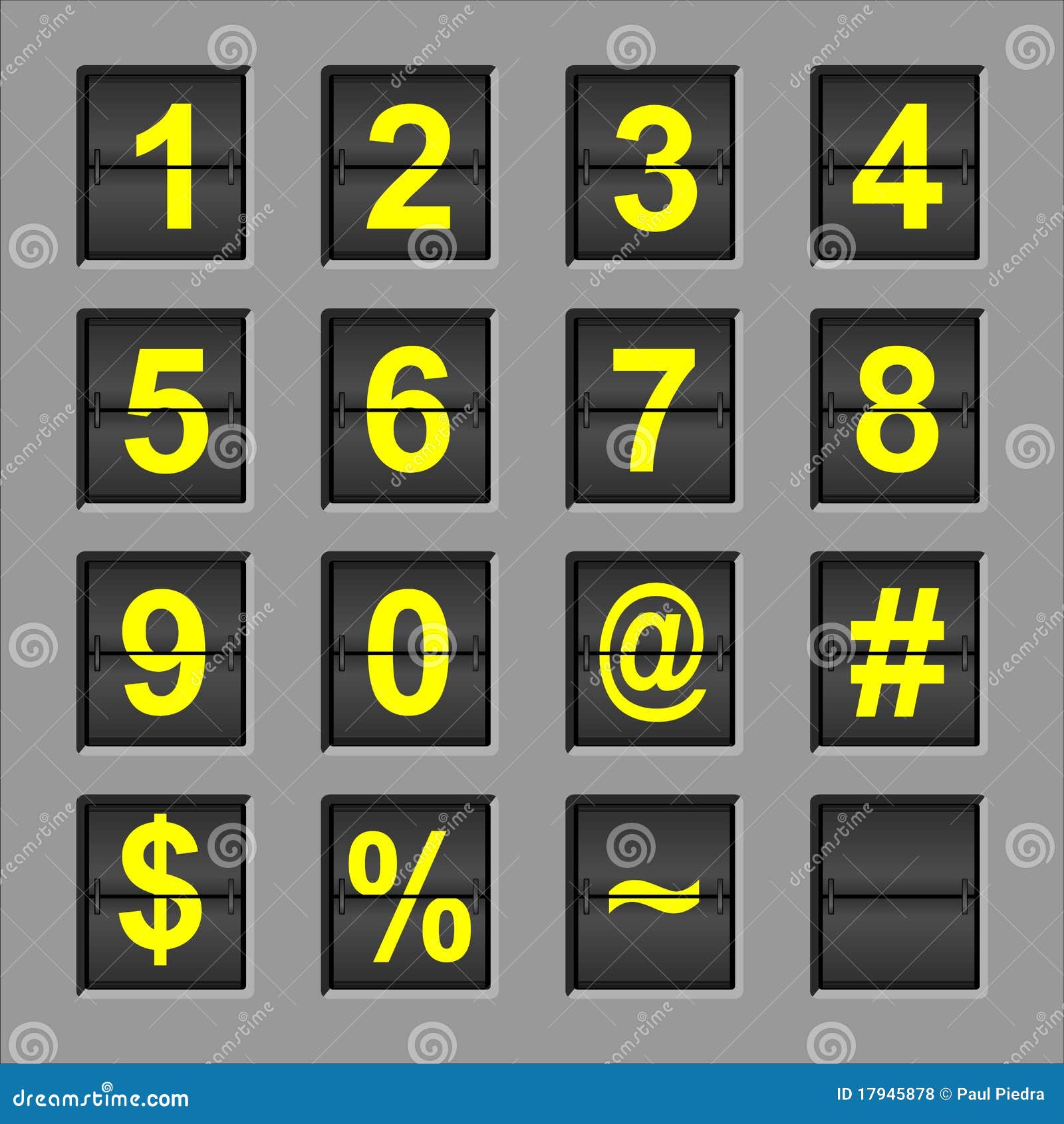 Flip Board Style Numbers Vector Illustration. Airport Terminal, Arrival ...