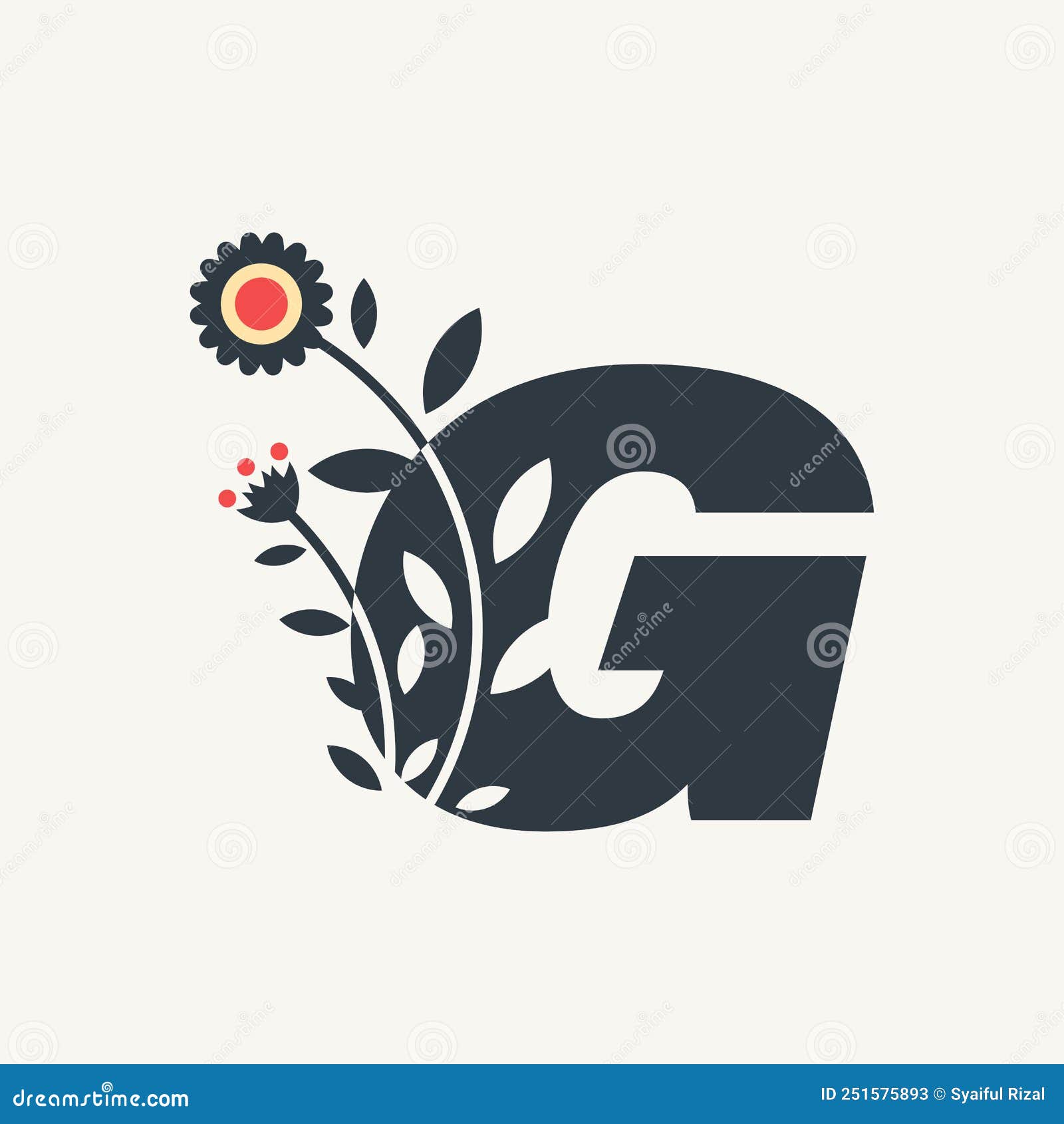 Alphabet G Flowers with Three Colors Stock Illustration - Illustration ...
