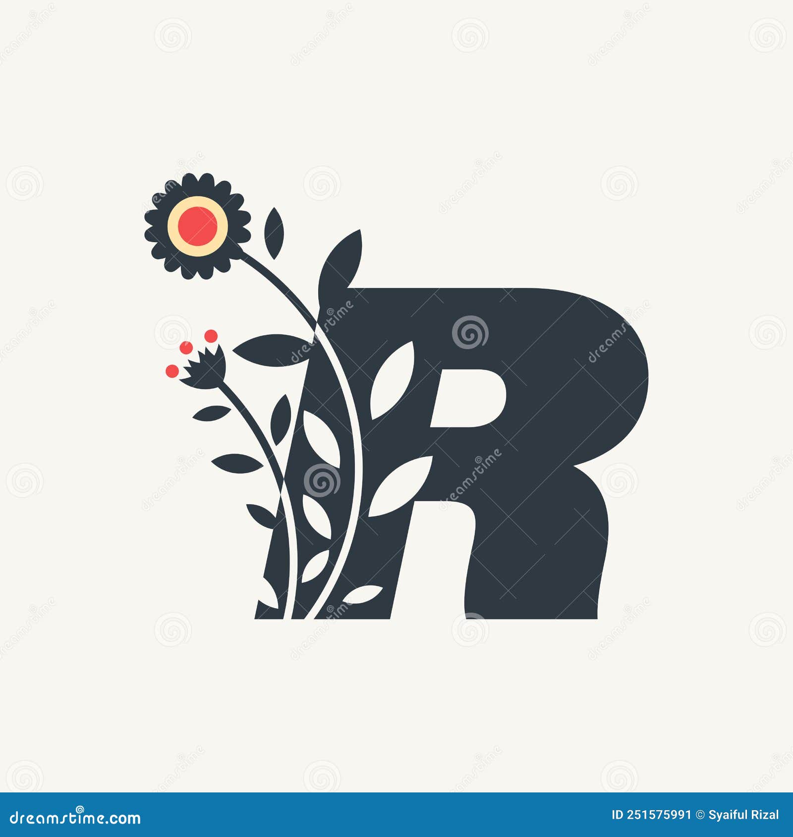 Alphabet R Flowers with Three Colors Stock Illustration - Illustration ...