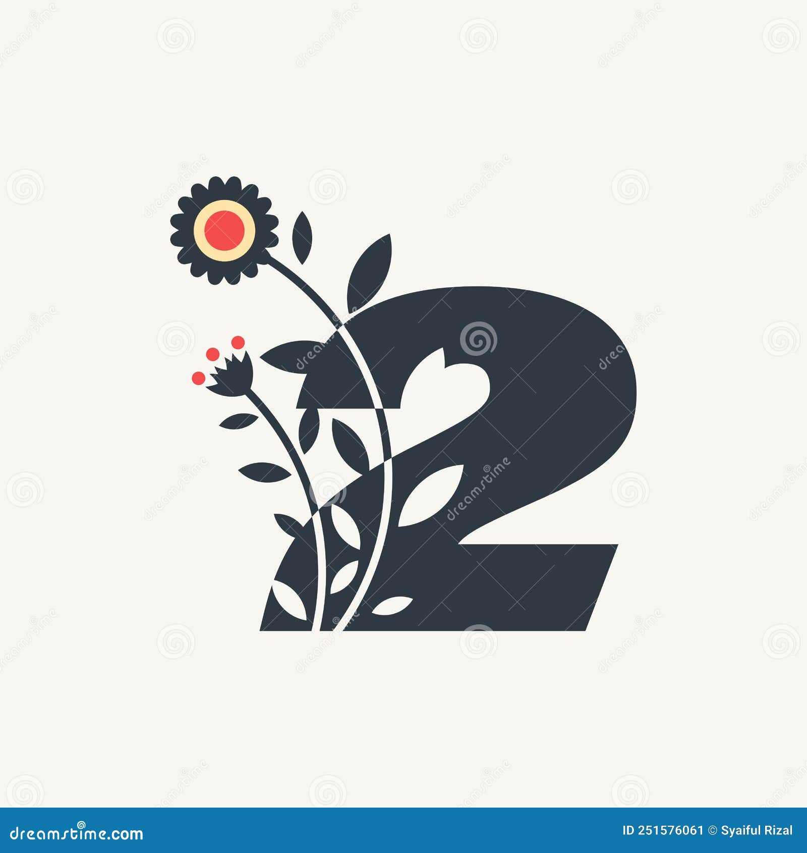 Number 2 Flower with Three Colors Stock Illustration - Illustration of ...