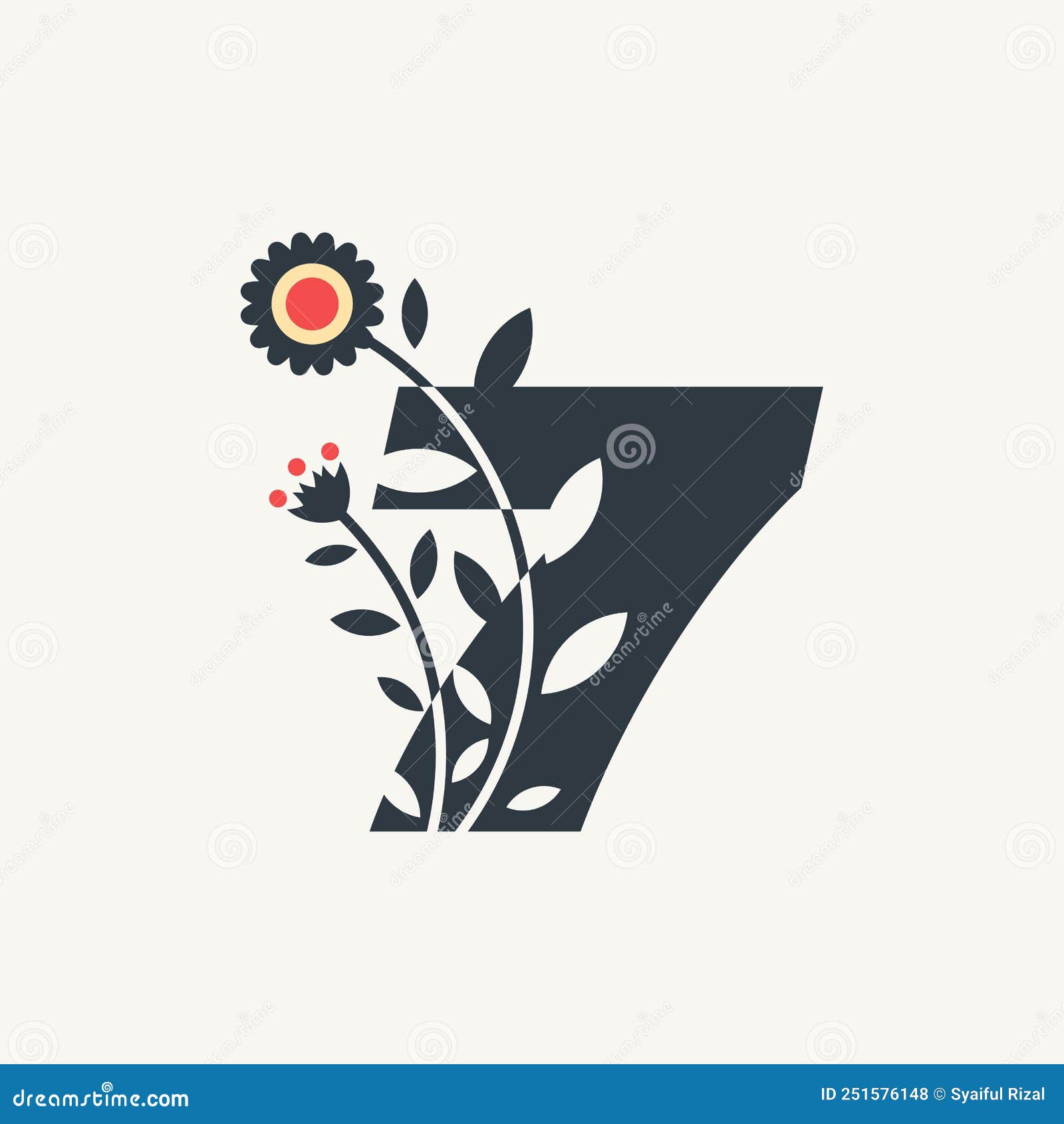 Number 7 Flower with Three Colors Stock Illustration - Illustration of ...
