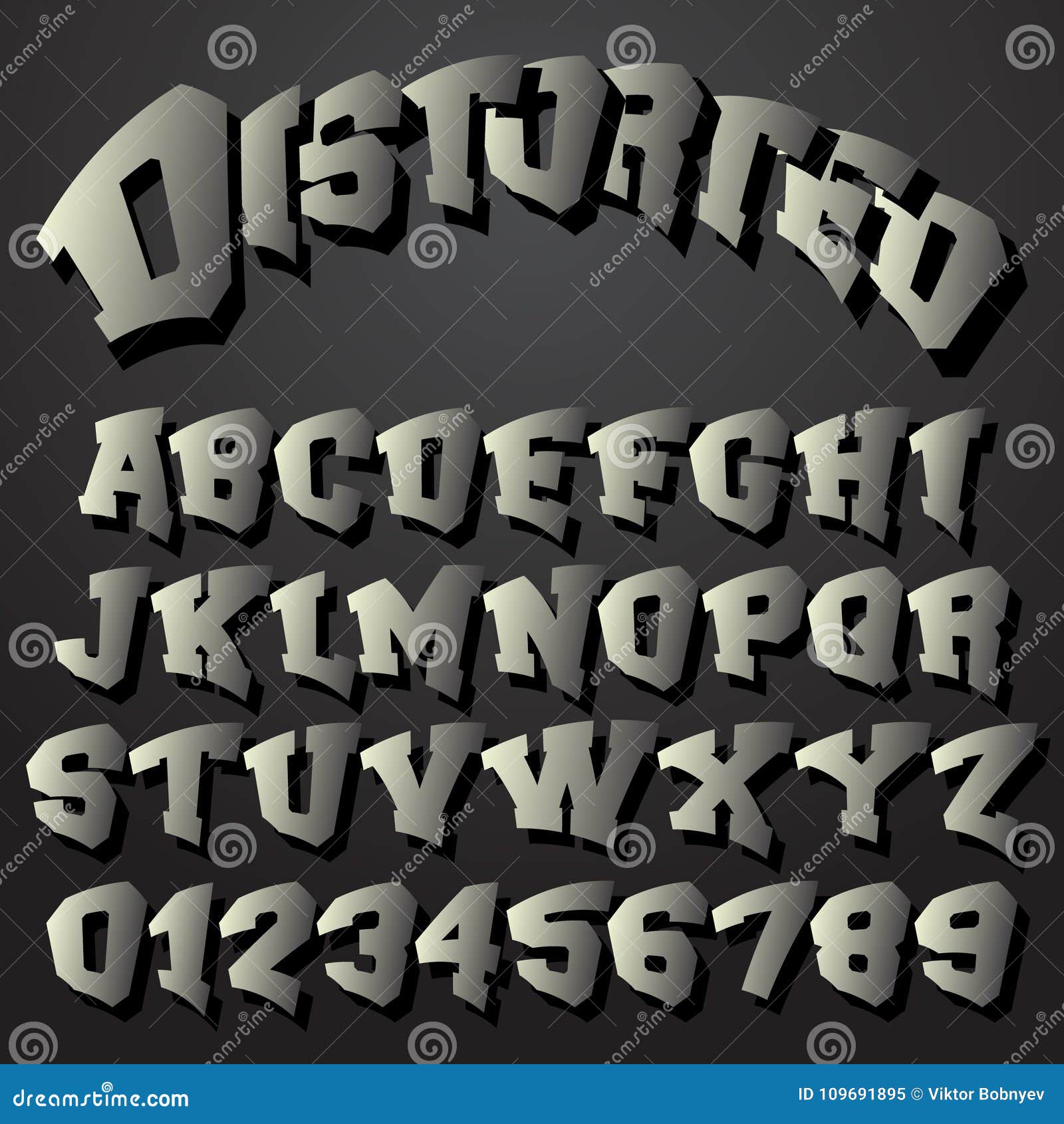 Alphabet Font Distorted Design Stock Vector - Illustration of number ...