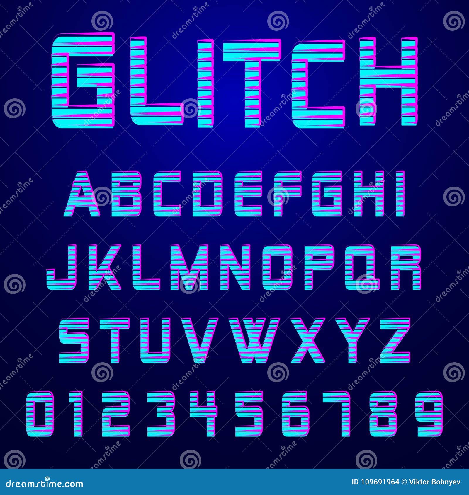 Alphabet Font Glitch Effect Design Stock Vector - Illustration of sign ...