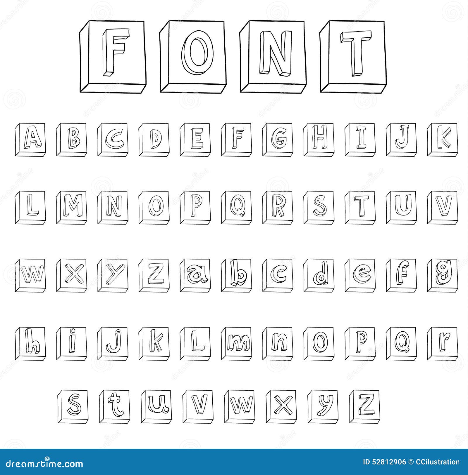 Alphabet Font Line Set- Vector Illustration. Stock Vector ...