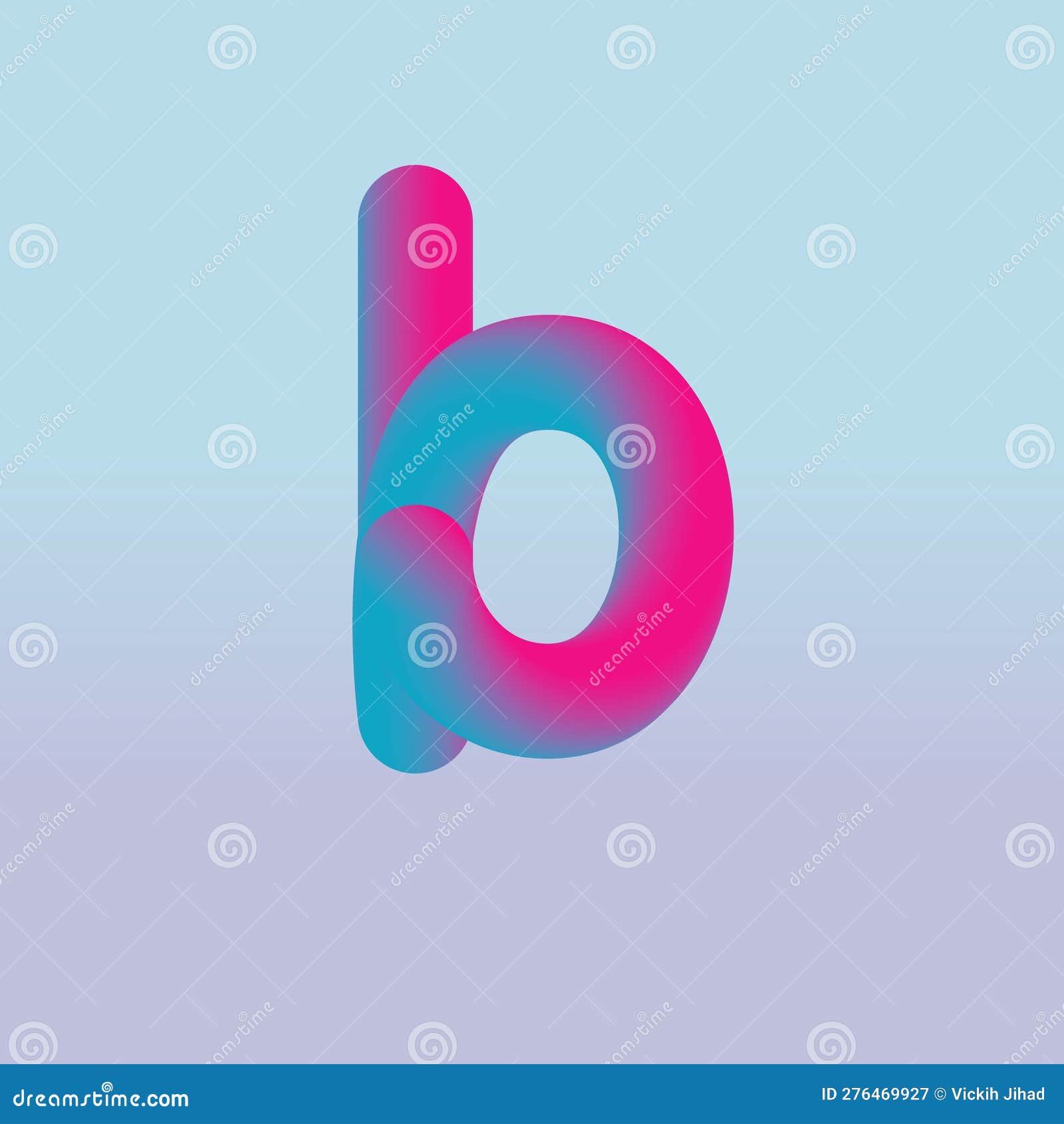 Alphabet Font Lowercase B 3D Gradient Blue and Pink Stock Vector ...