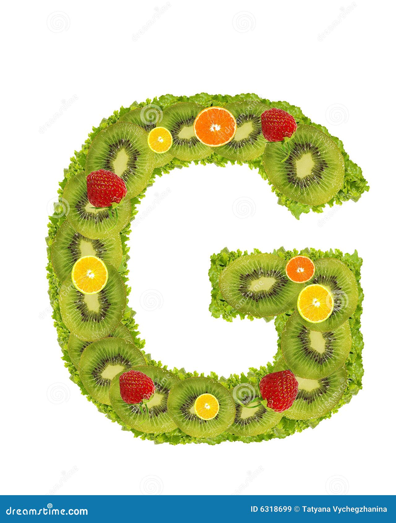 Alphabet from fruit - G stock illustration. Illustration of food - 6318699
