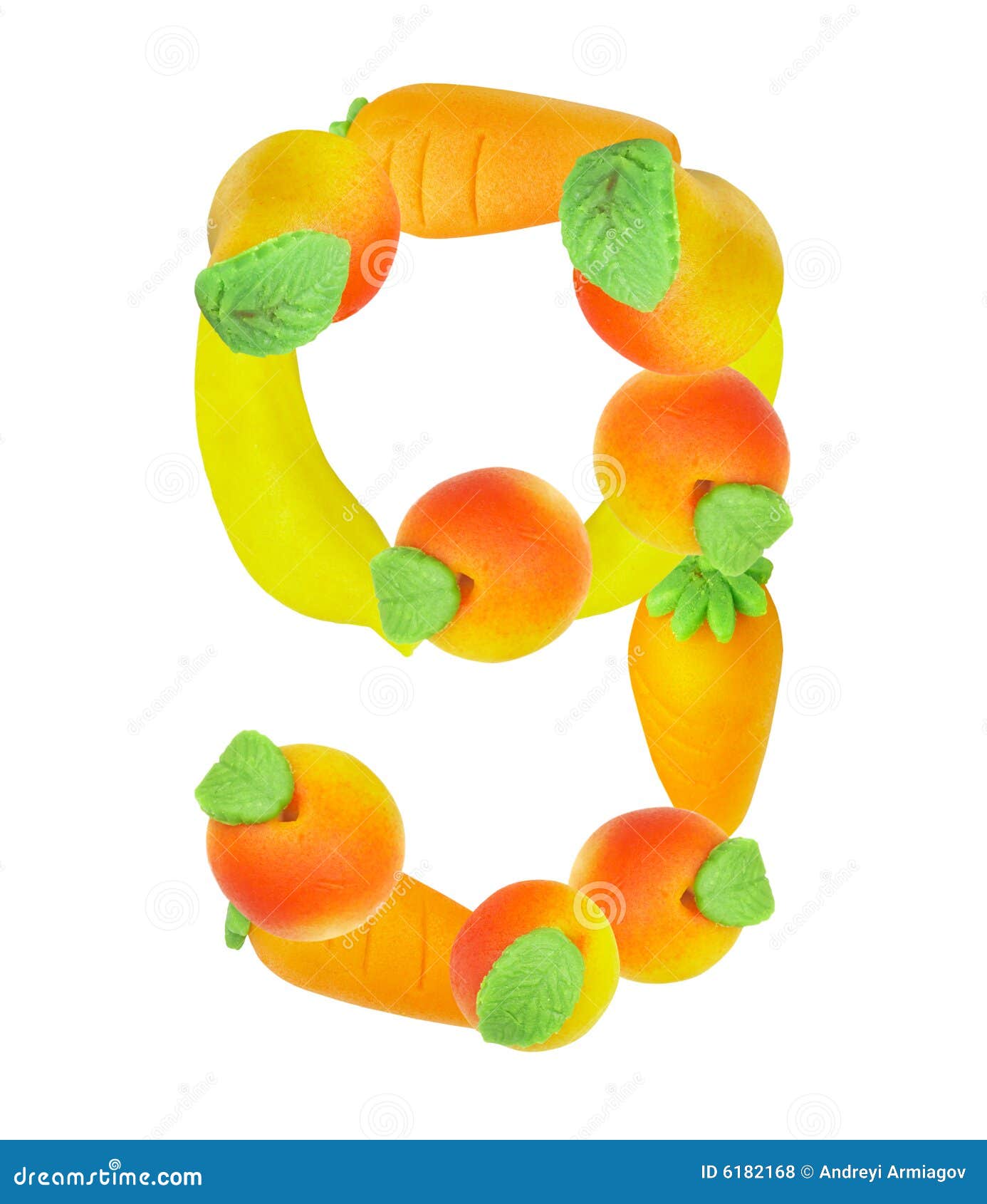 Alphabet from Fruit, the Number 9 Stock Photo - Image of background ...