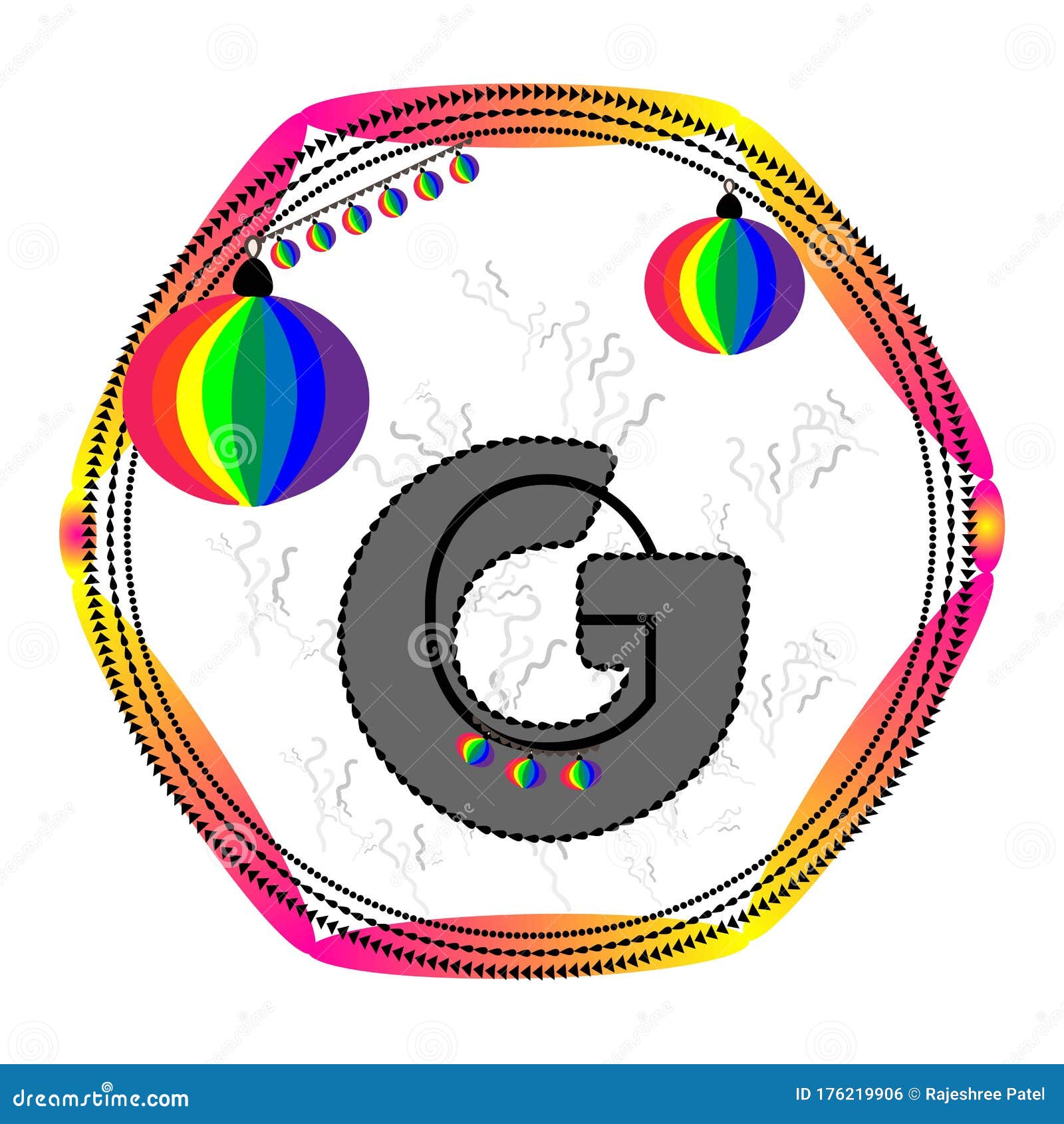 Alphabet G. Letter G Gradient Label. Rainbow Ball Sticker Frame Vector ...