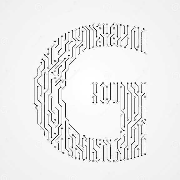 Alphabet G Shape Digital Line Design Stock Vector - Illustration of ...