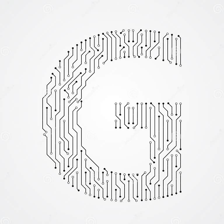 Alphabet G Shape Digital Line Design Stock Vector - Illustration of ...