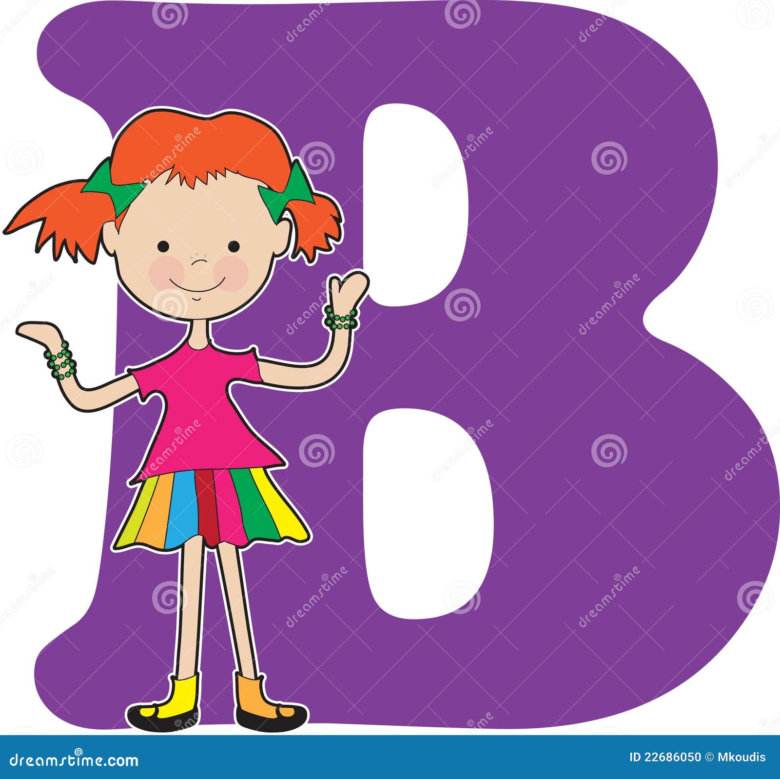 Alphabet Girl B stock vector. Illustration of preschooler - 22686050