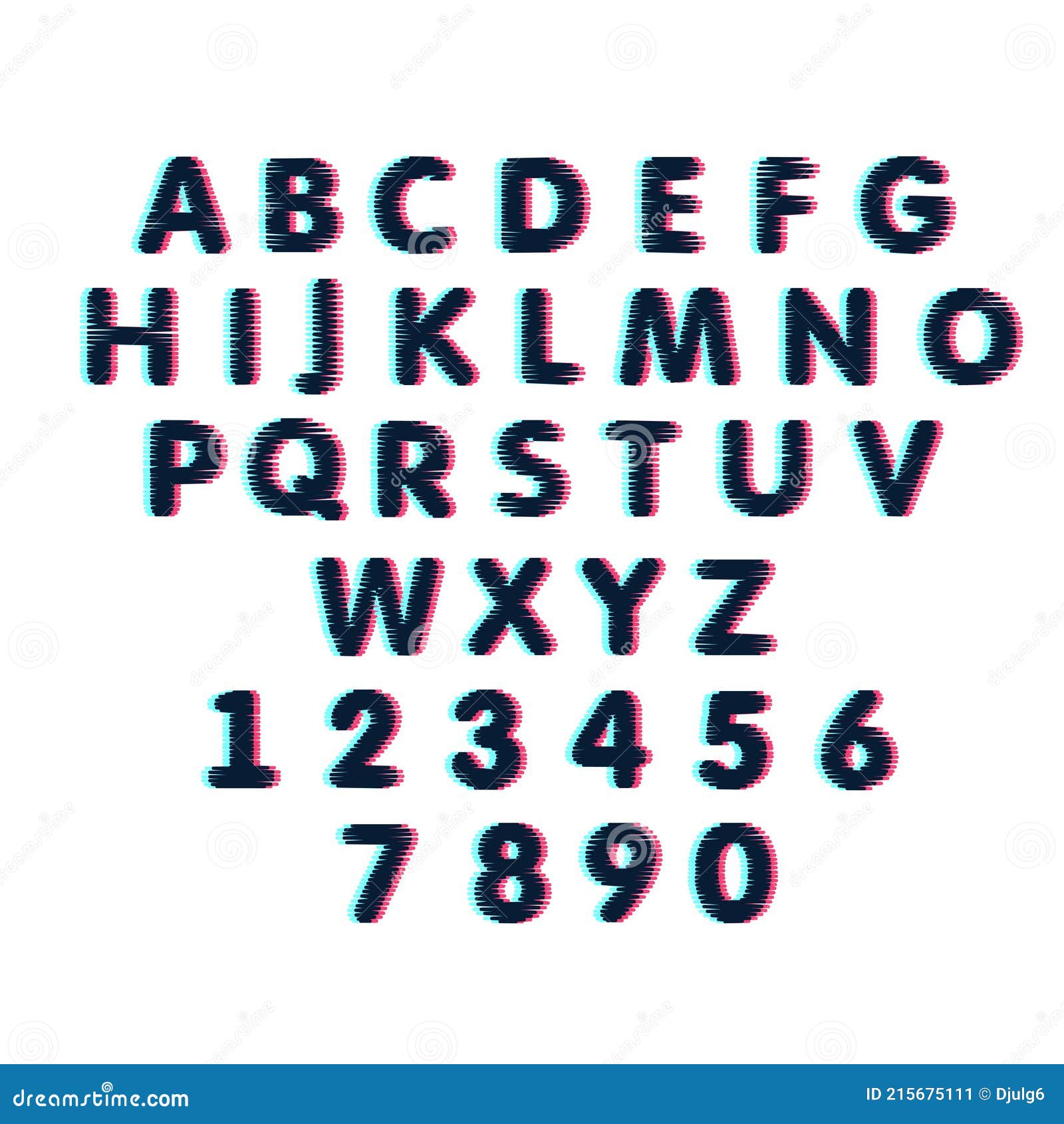 Alphabet in Glitch Style. Symbol of Cyberpunk, Hacker Attack Stock ...