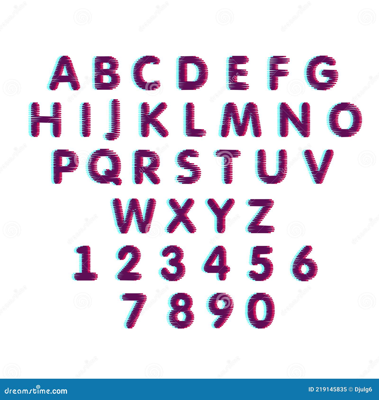 Alphabet in Glitch Style. Symbol of Cyberpunk, Hacker Attack Stock ...