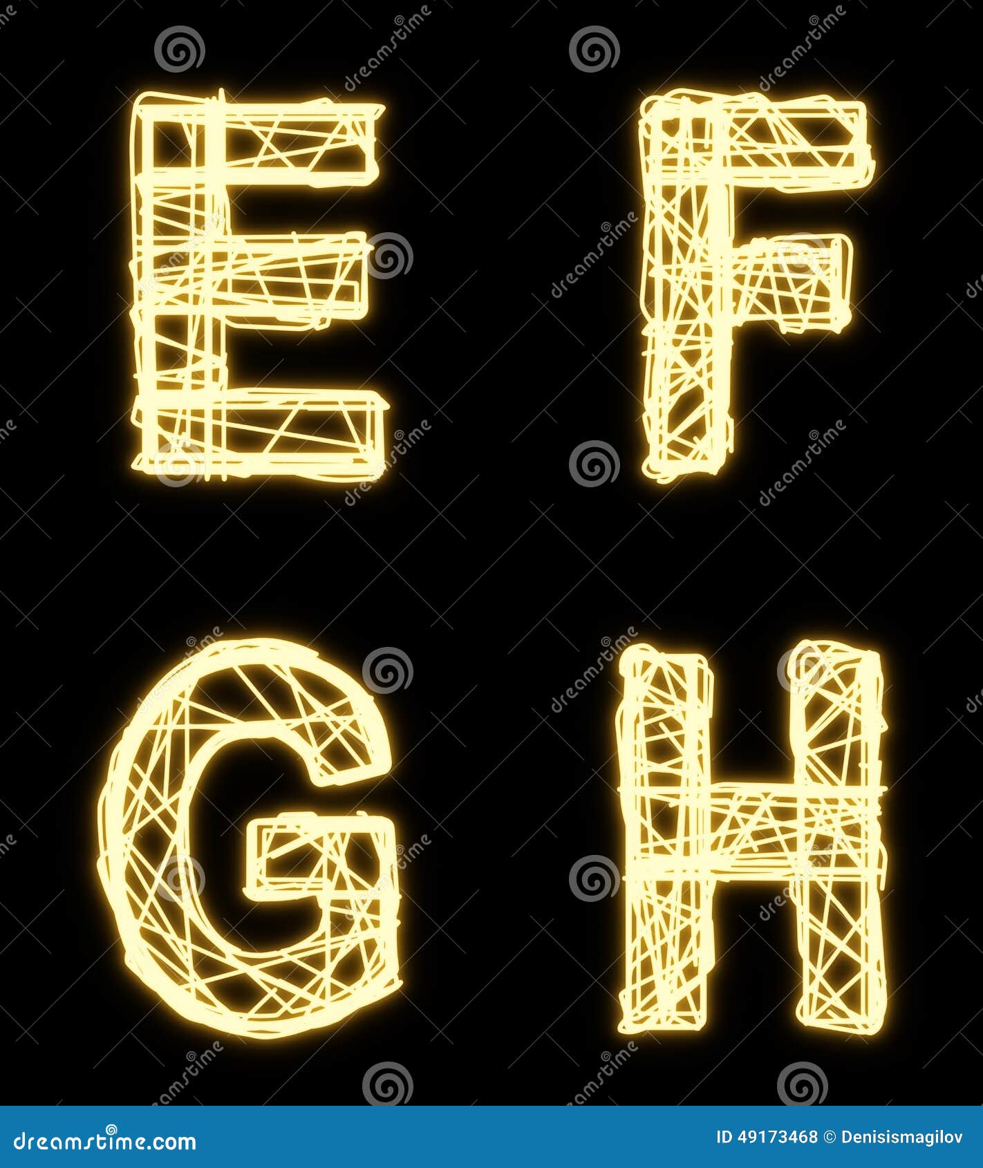 Alphabet of glowing cable stock illustration. Illustration of decorate ...