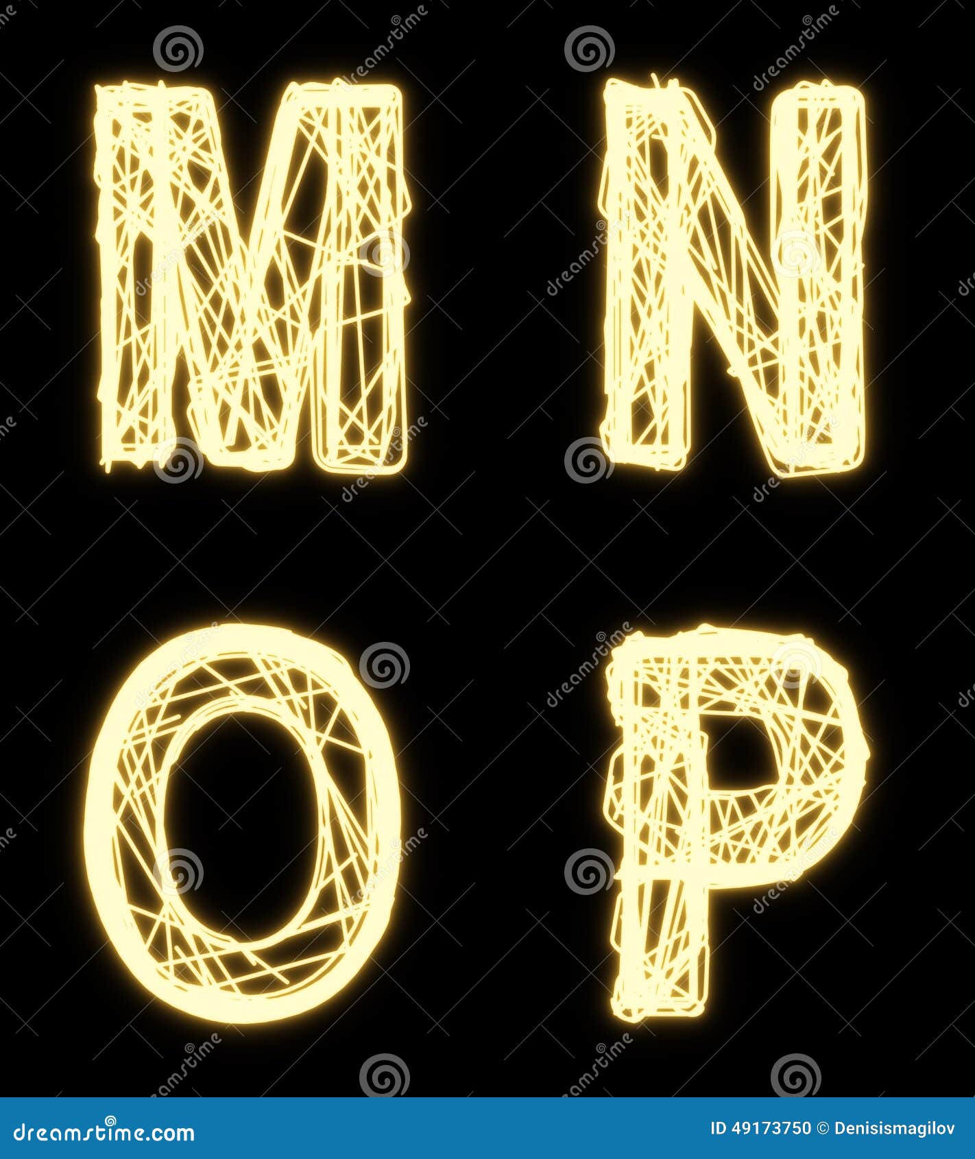 Alphabet of glowing cable stock illustration. Illustration of render ...