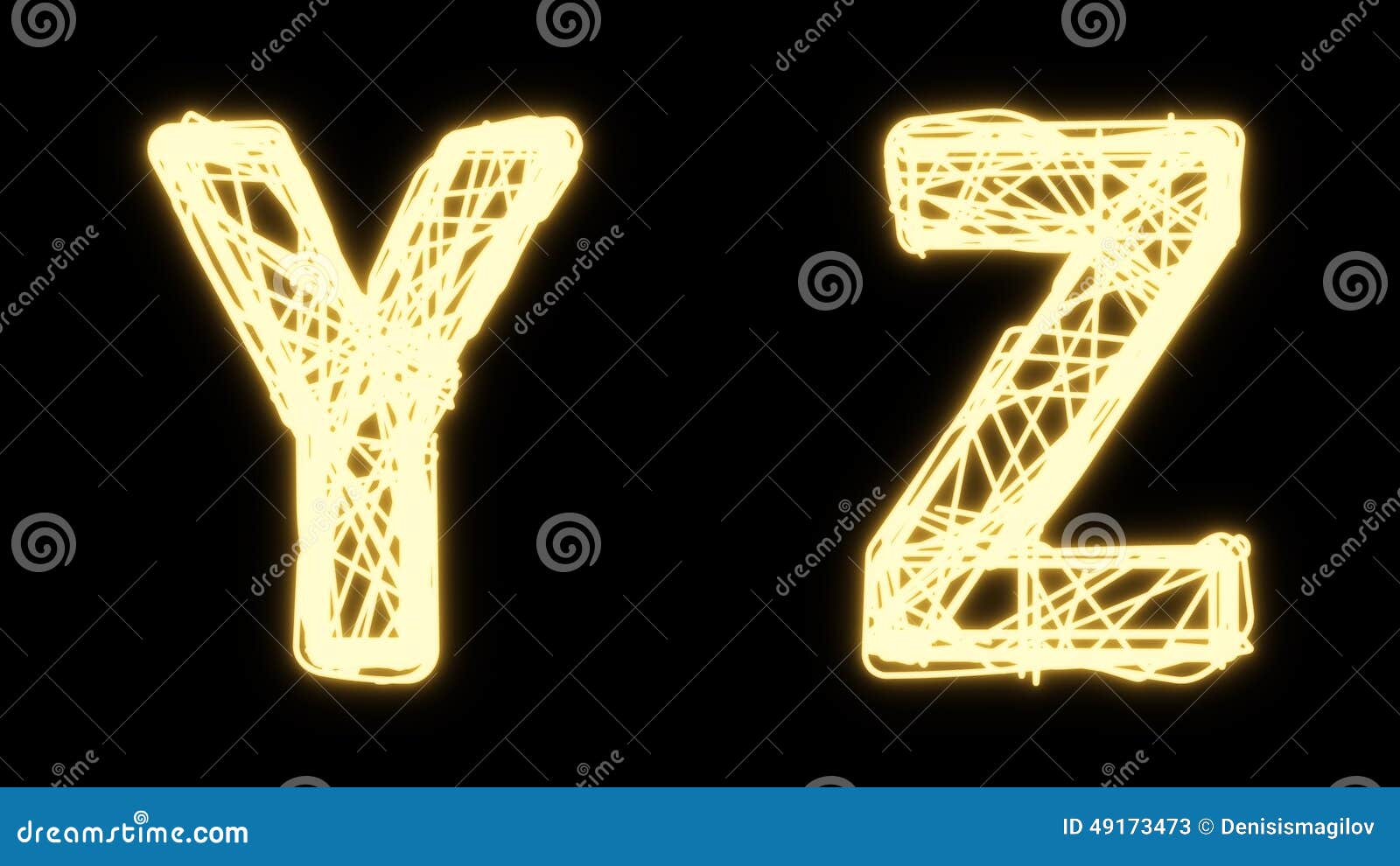 Alphabet of glowing cable stock illustration. Illustration of gray ...