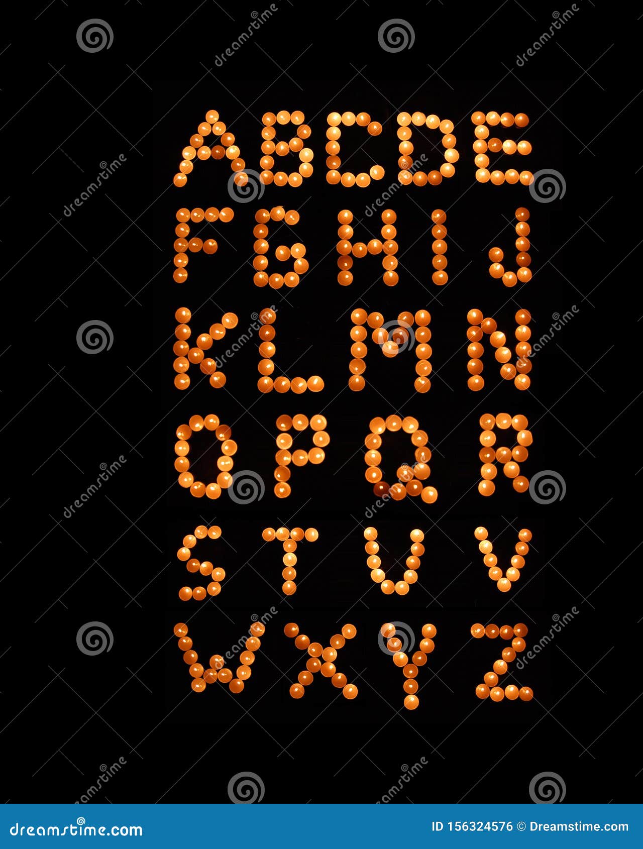 Alphabet of Glowing Candles Stock Photo - Image of candlesn ...