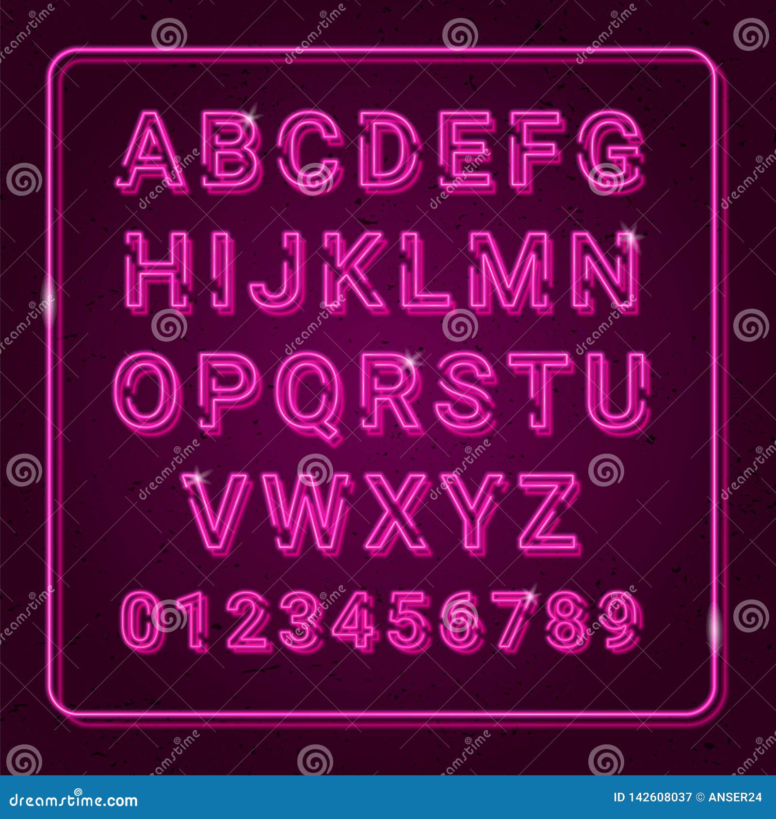 3d Alphabet with Neon Effect Stock Vector - Illustration of background ...