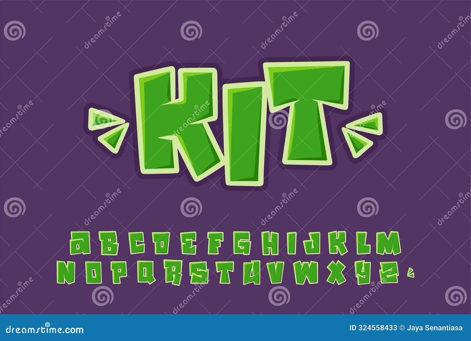 Alphabet Graffiti Green Square Style Cartoon Letters Vector Stock ...