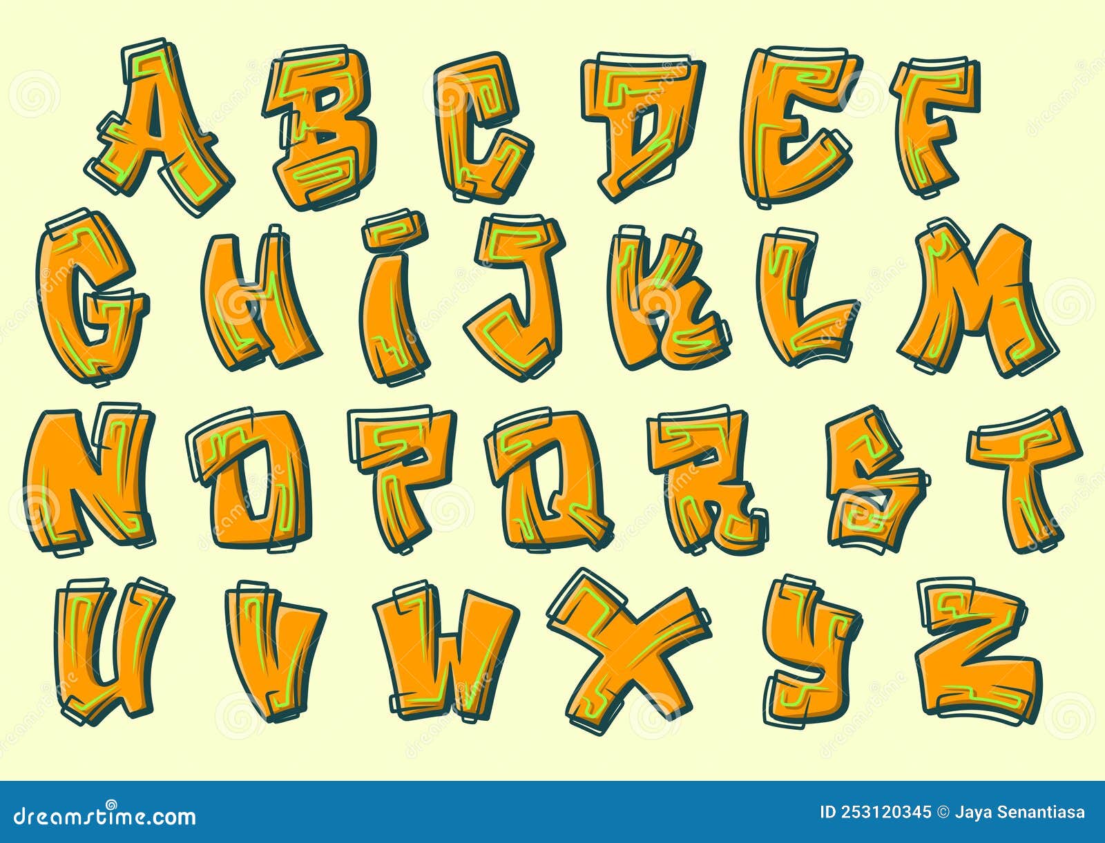 Alphabet Graffiti Neon Cartoon Vector Illustration Stock Vector ...