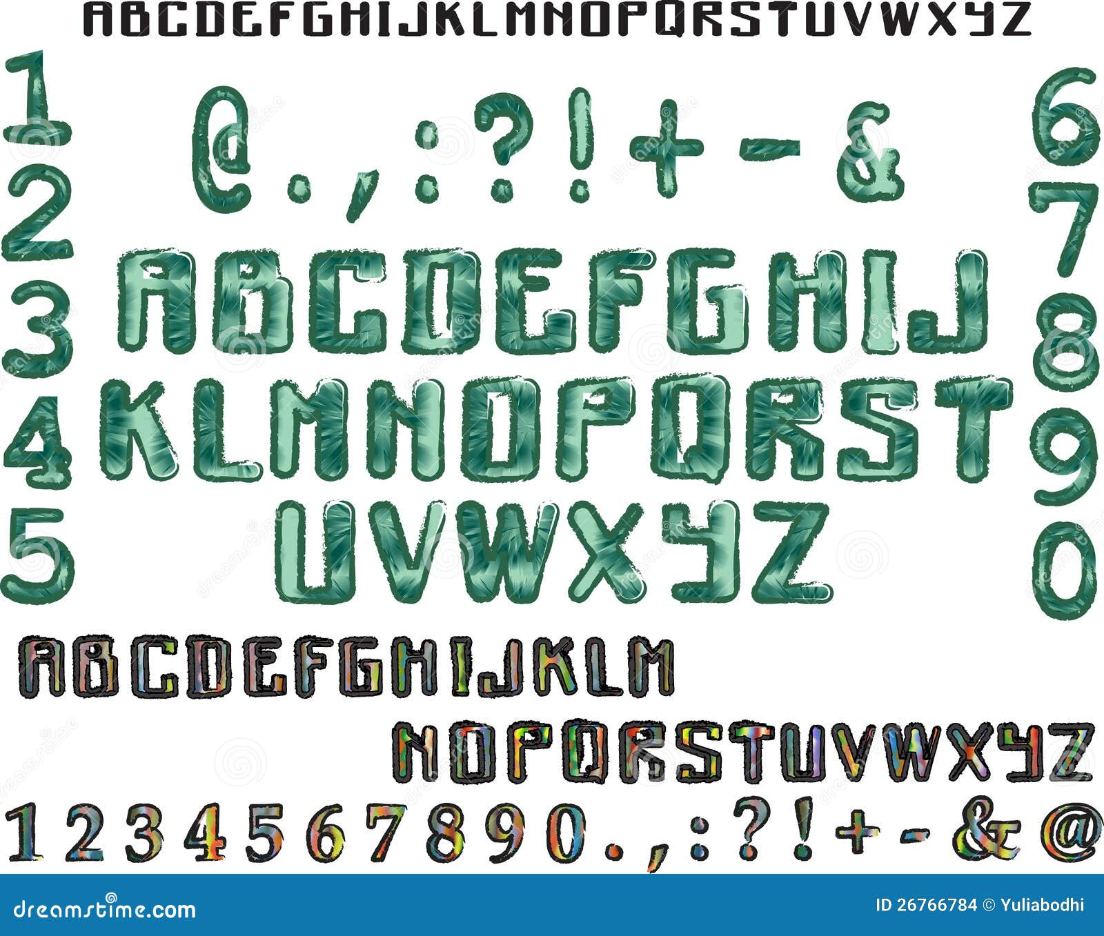 Alphabet Green and Colorful Stock Illustration - Illustration of symbol ...