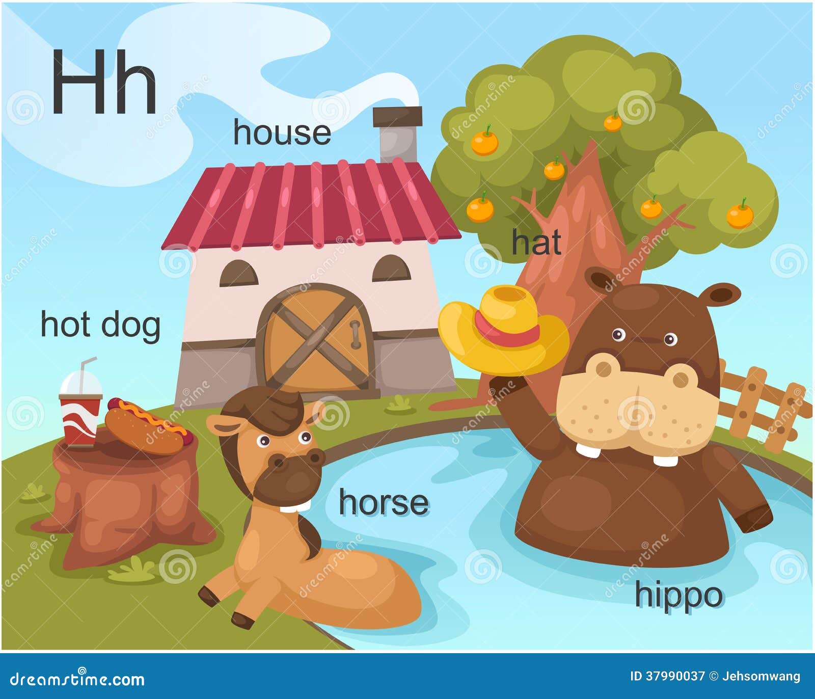 Alphabet.H stock vector. Illustration of cartoon, funky - 37990037