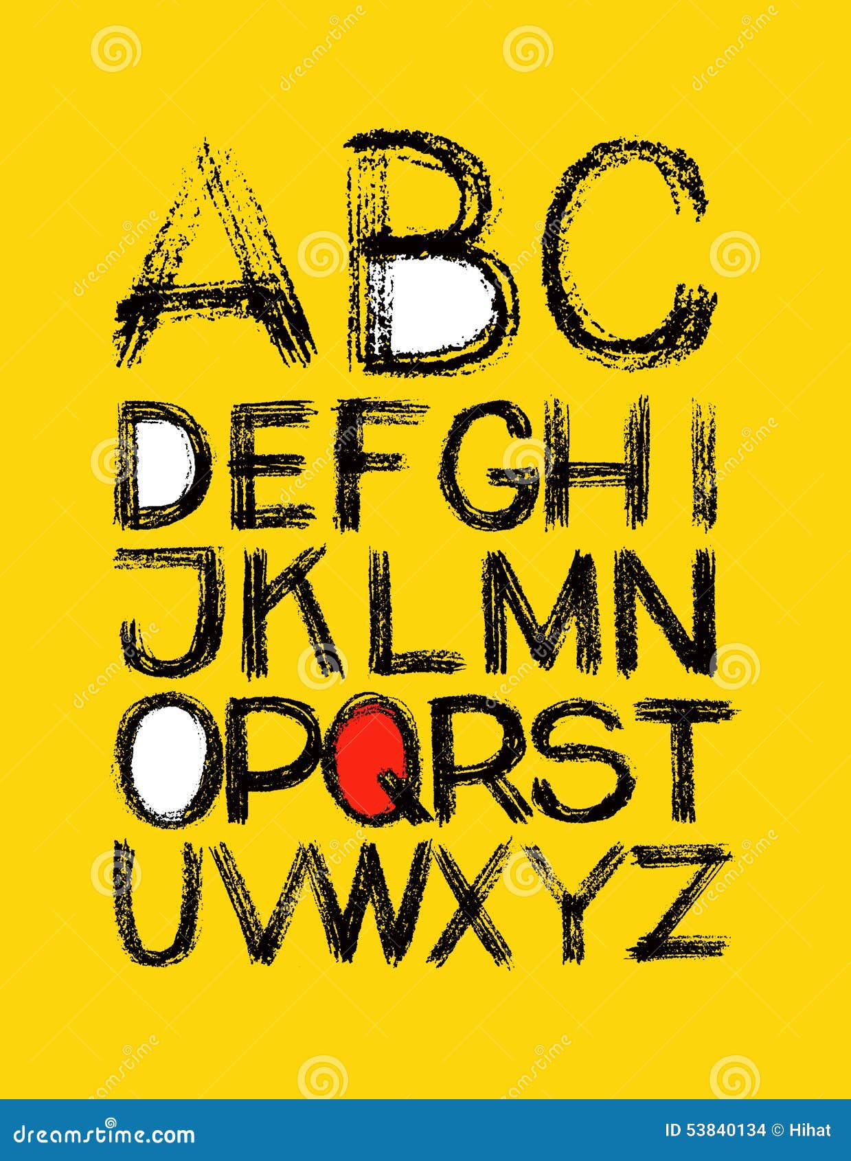 Alphabet. Hand Drawn in Vector on Yellow Stock Vector - Illustration of ...