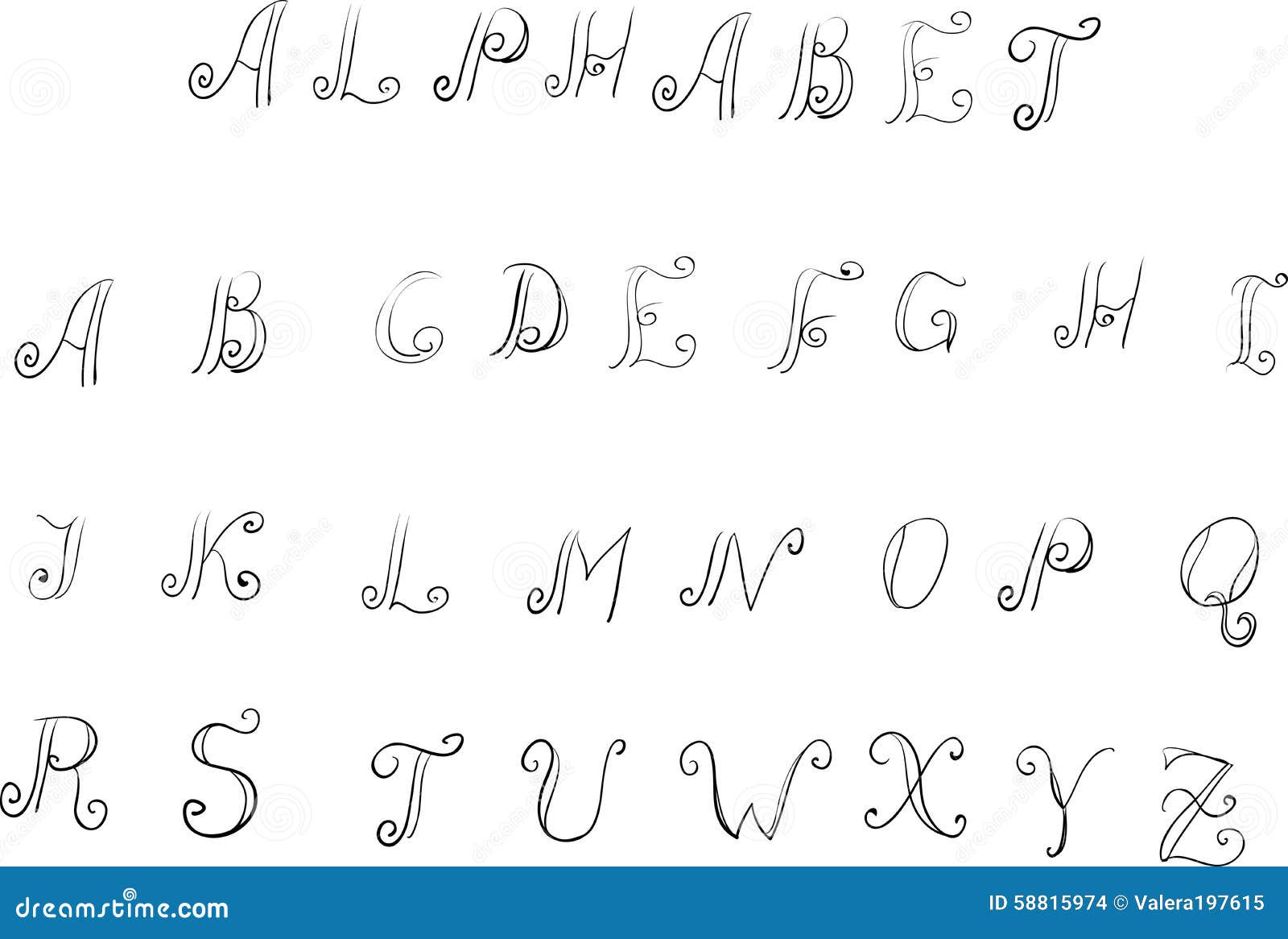 Alphabet stock vector. Illustration of sign, swirly, letter - 58815974