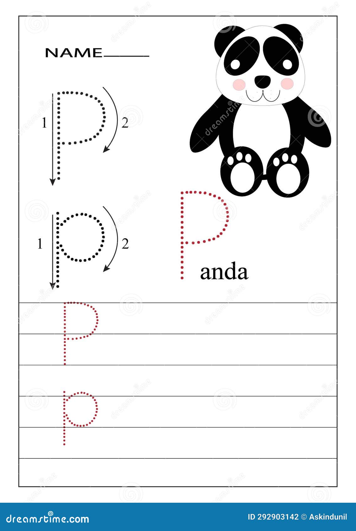 Alphabet Tracing Worksheet P Stock Vector - Illustration of letter ...