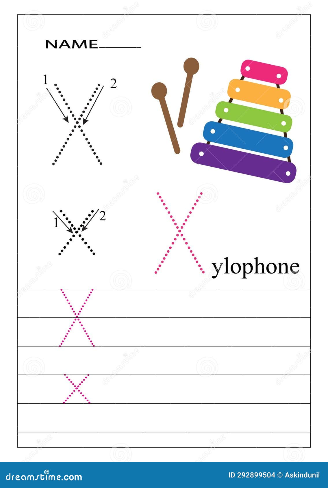 Alphabet Tracing Worksheet X Stock Vector - Illustration of young ...