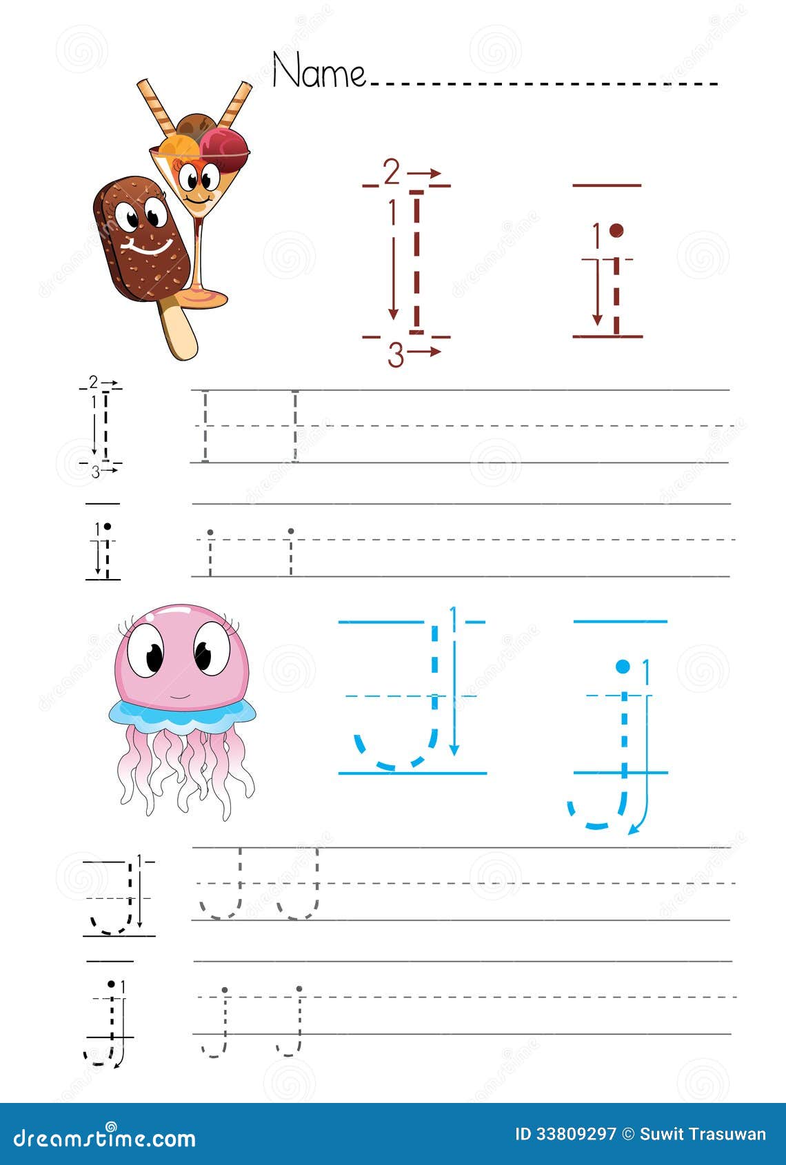 Alphabet Handwriting I J Royalty Free Stock Photography - Image: 33809297