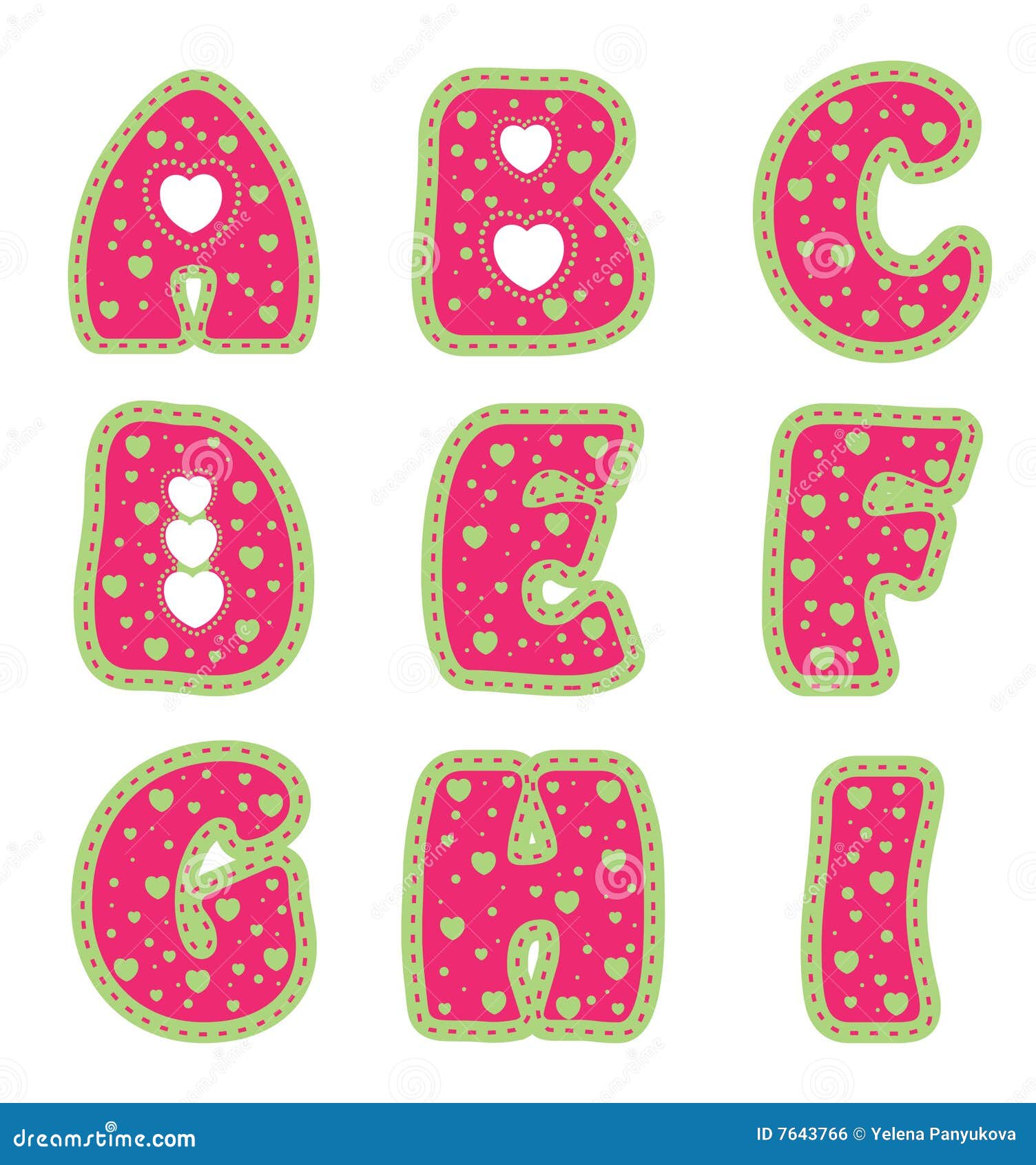 Alphabet with hearts stock vector. Illustration of text - 7643766