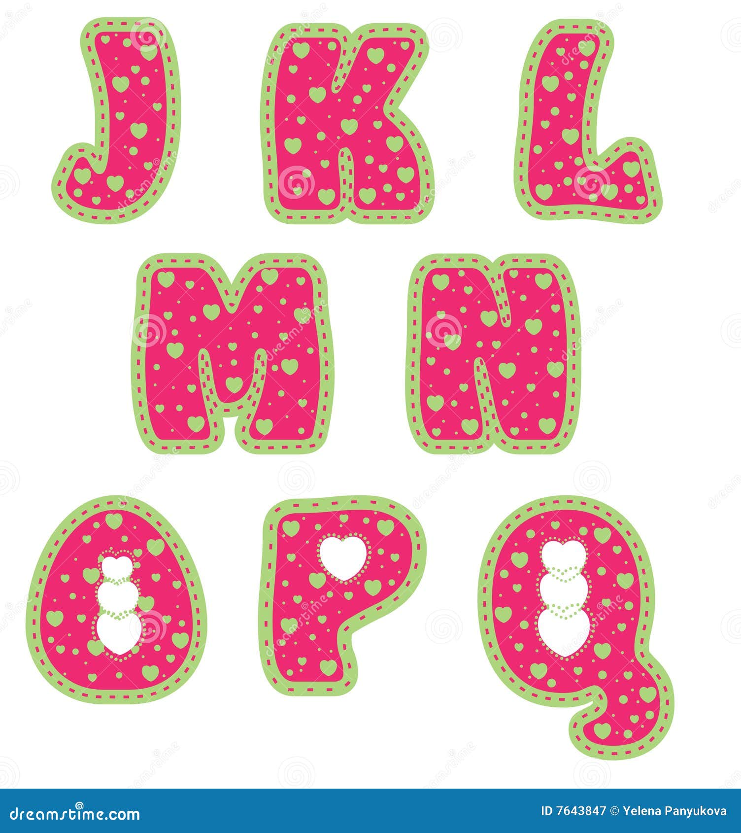 Alphabet with hearts stock vector. Illustration of text - 7643847