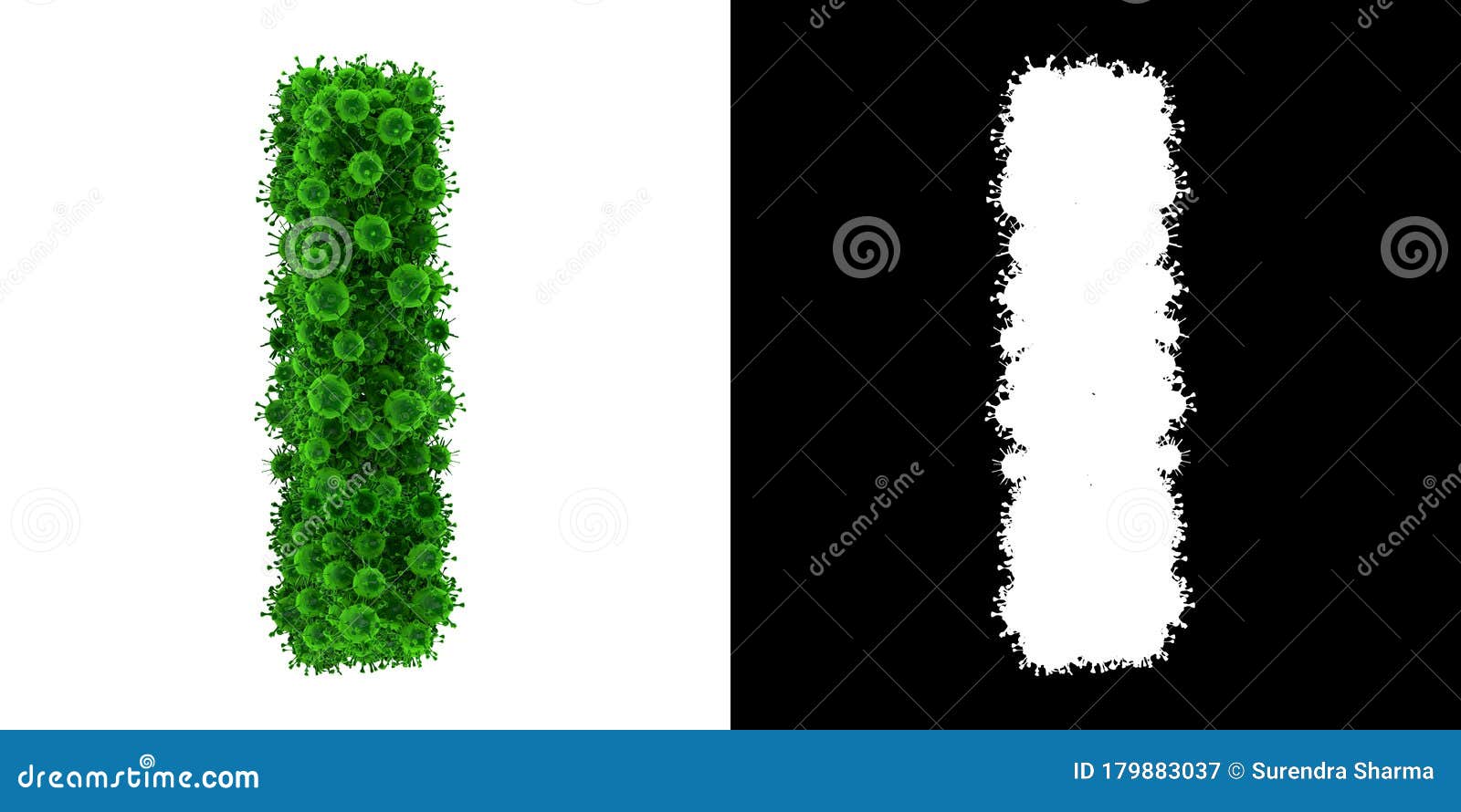 Alphabet I Made of Bacteria with Alpha Mask, Alphabet I Made of Virus ...