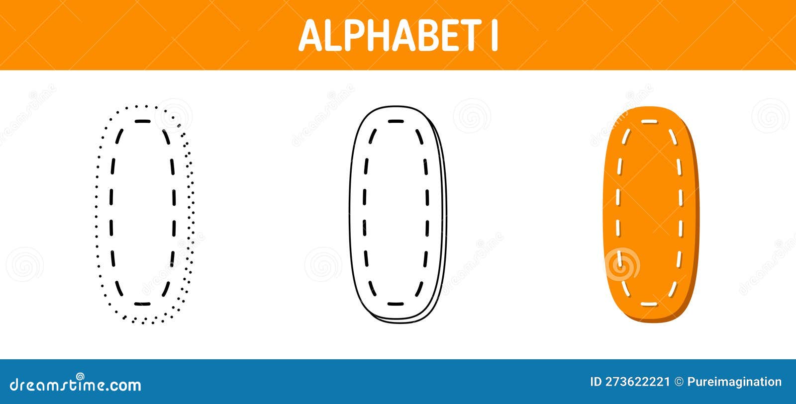 Alphabet I Tracing and Coloring Worksheet for Kids Stock Vector ...