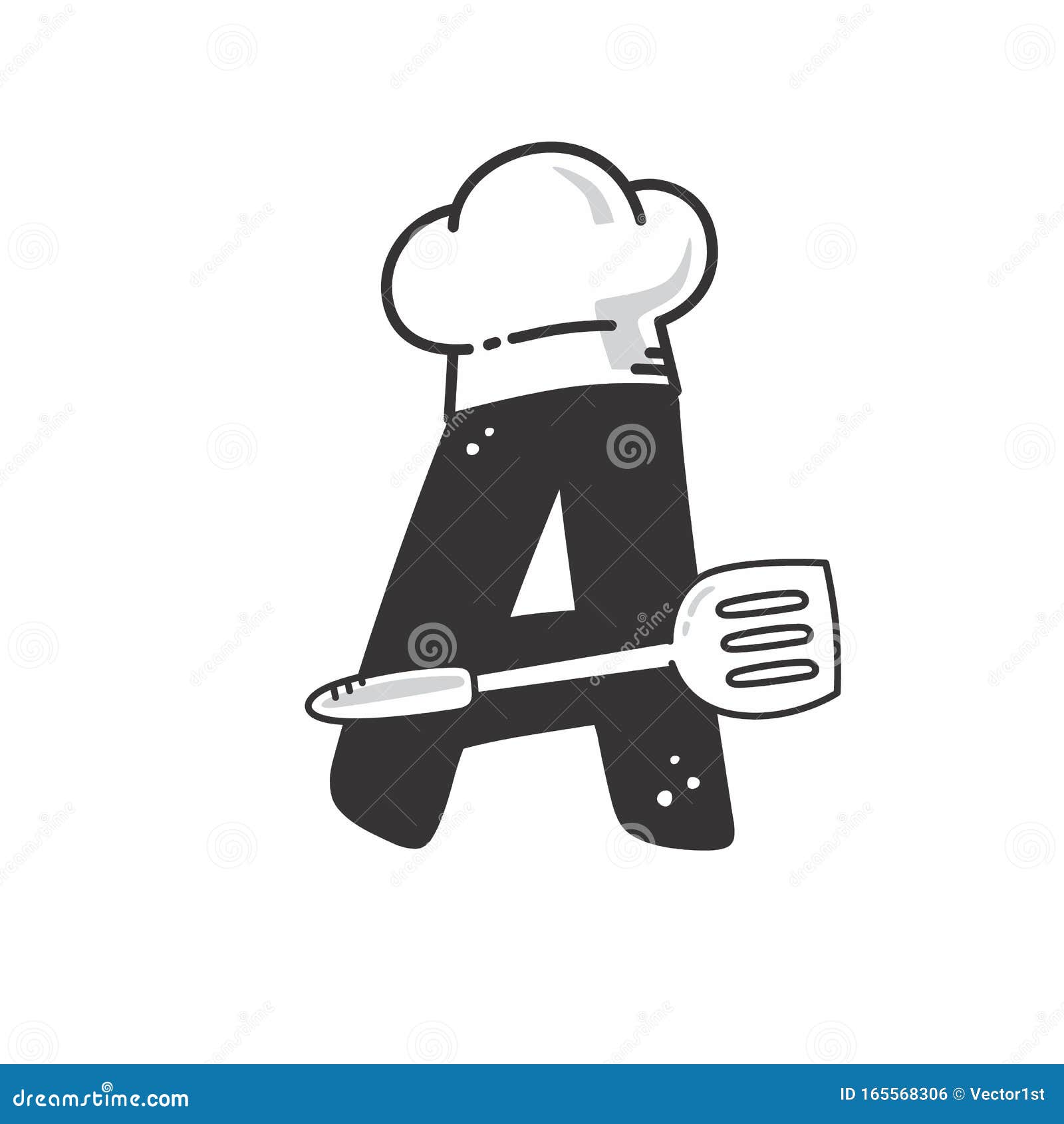 Alphabet Initial Chef Hat with Spatula Restaurant Theme Logo Stock ...