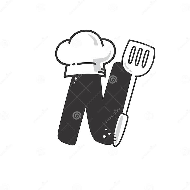 Alphabet Initial Chef Hat with Spatula Restaurant Theme Logo Stock ...