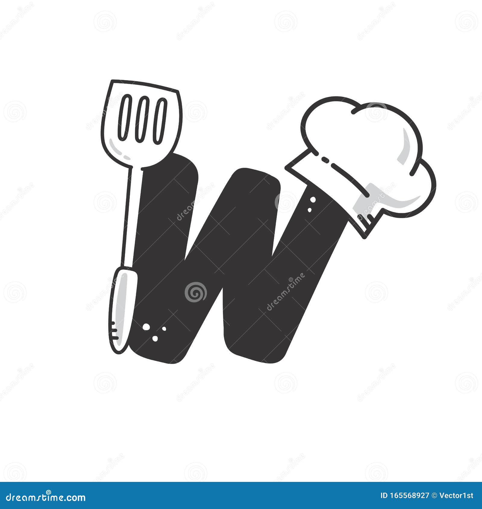 Alphabet Initial Chef Hat with Spatula Restaurant Theme Logo Stock ...