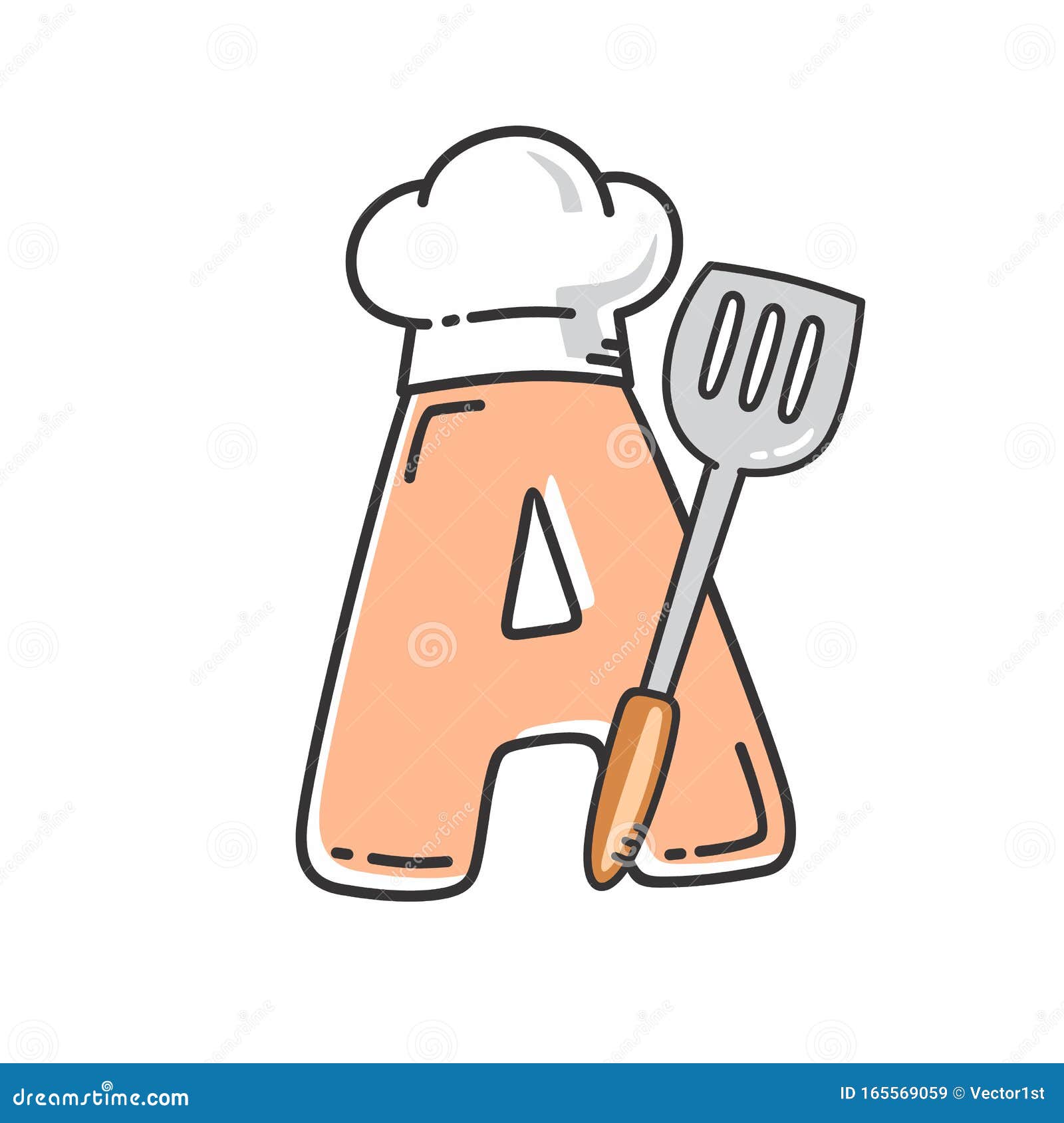 Alphabet Initial Chef Hat with Spatula Restaurant Theme Logo Stock ...