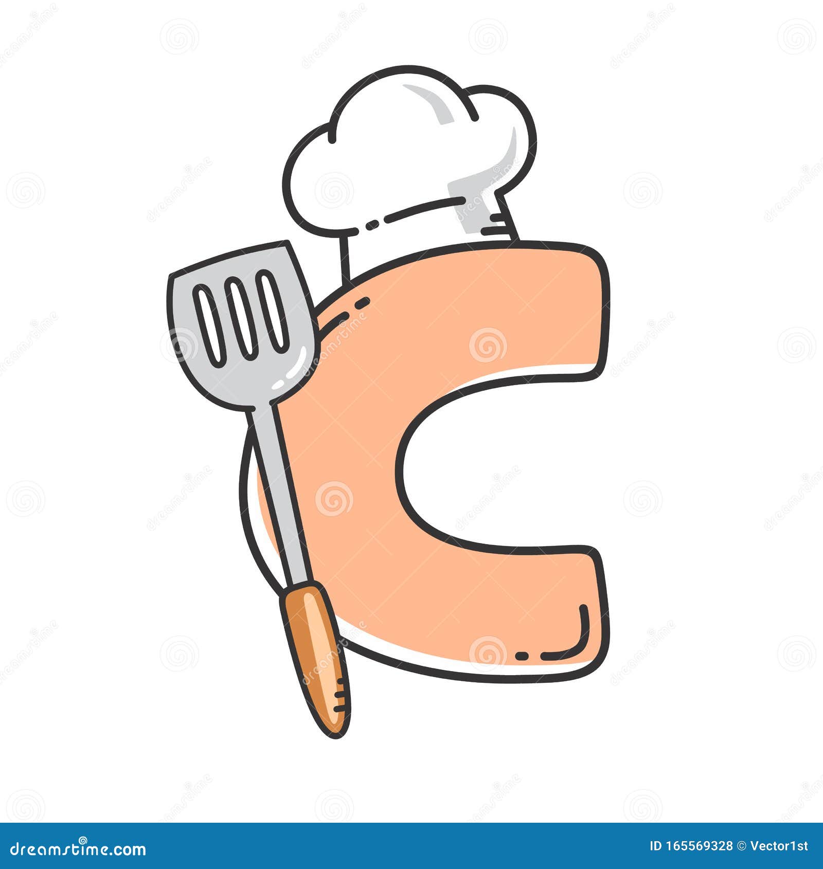 Alphabet Initial Chef Hat with Spatula Restaurant Theme Logo Stock ...