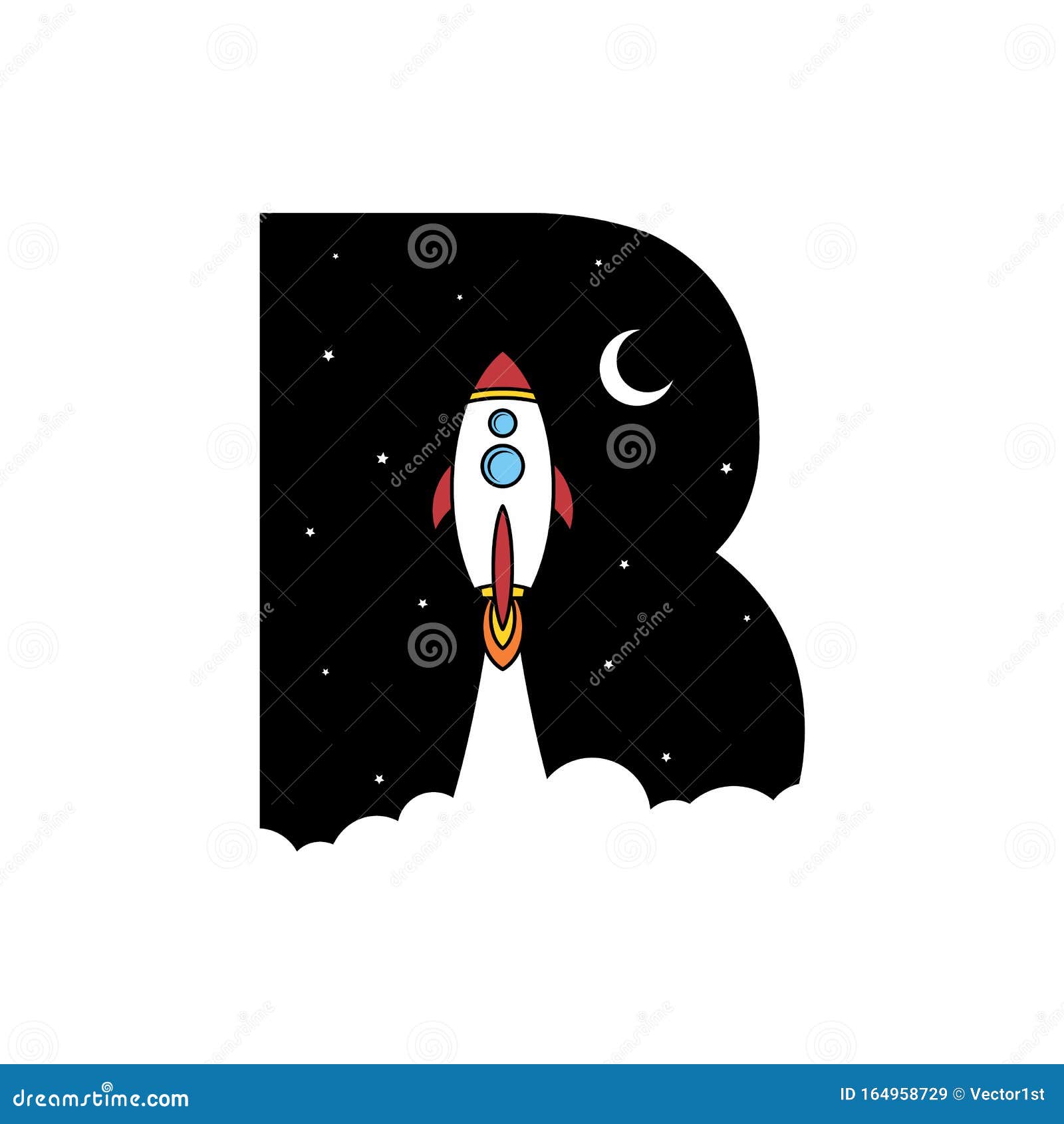 Alphabet Initial Logo Sign Logotype Space Rocket Vector Stock ...