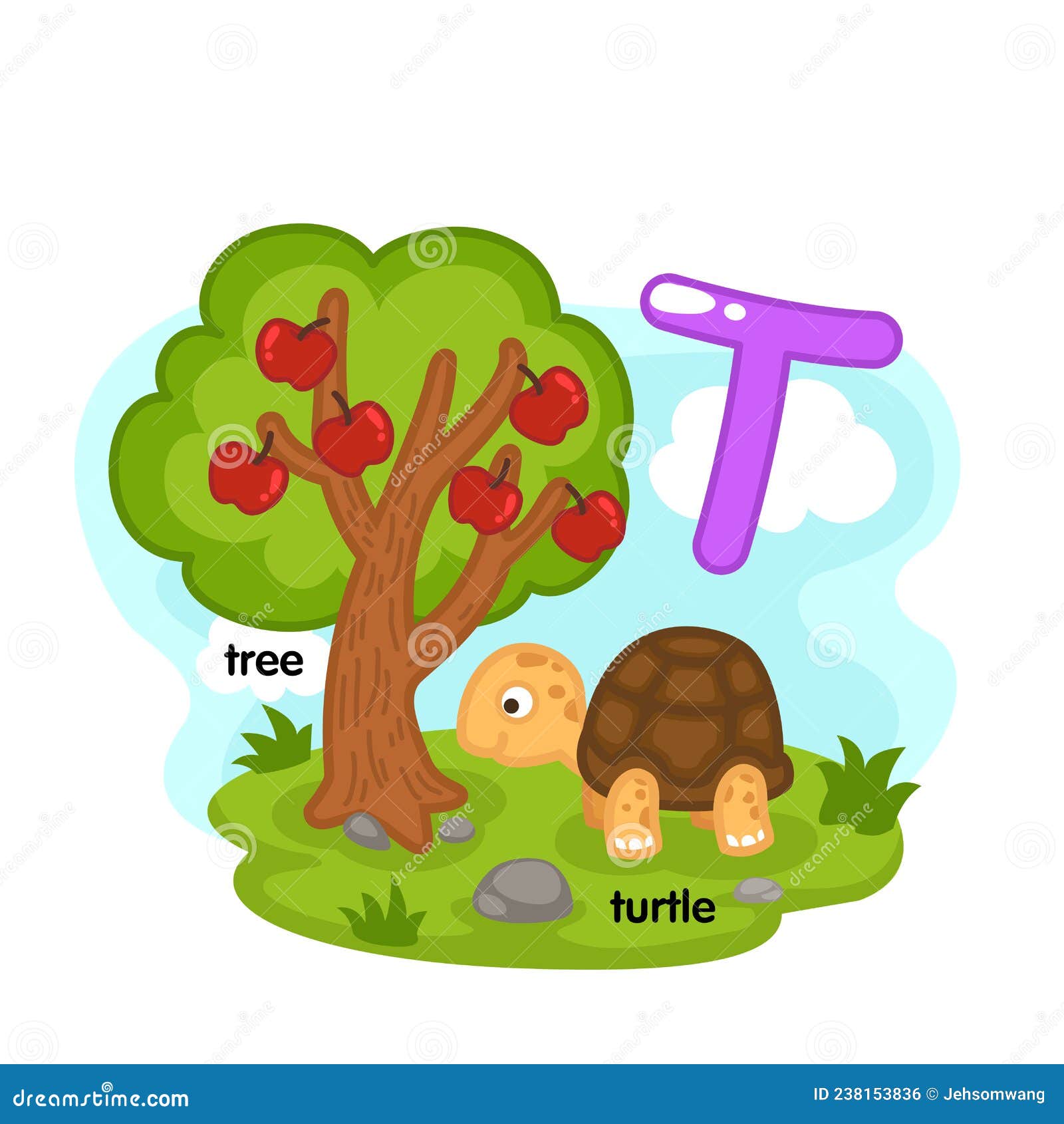 Letter T Is For Turtle Cartoon Alphabet | CartoonDealer.com #109451357