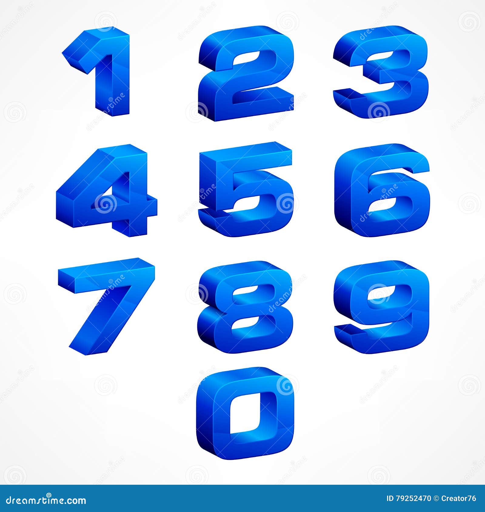 Alphabet Isometric Numbers In Blue Stock Vector Illustration Of