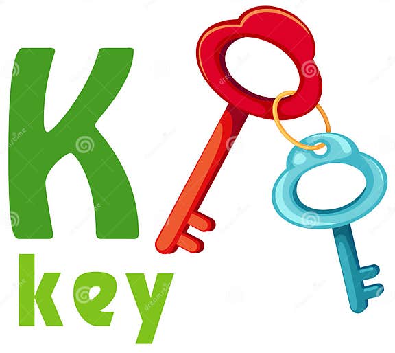 Alphabet K with key stock vector. Illustration of book - 13450947